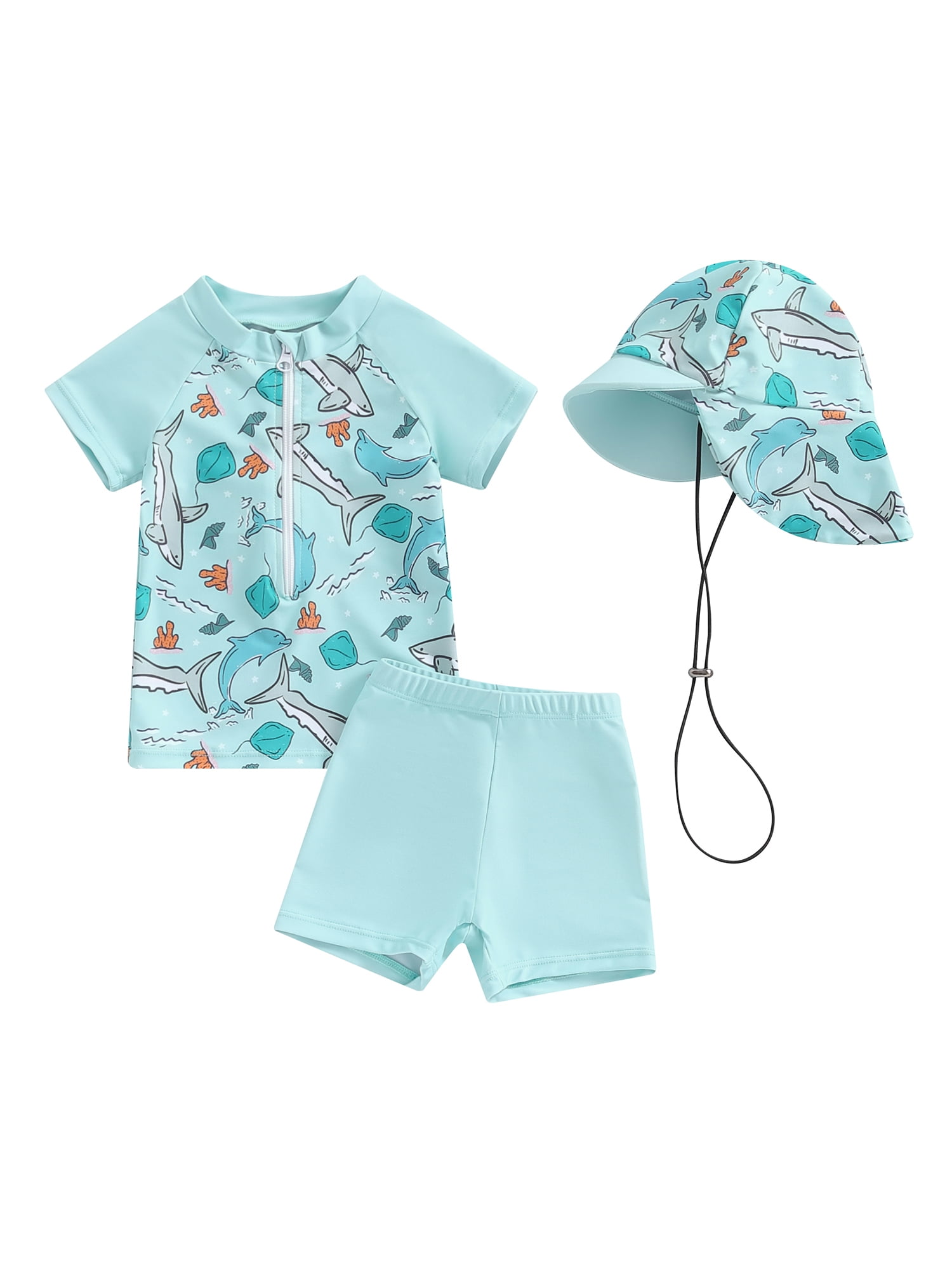 Licupiee Baby Boys Rash Guard Sets Summer Shark Print Zipper Short ...