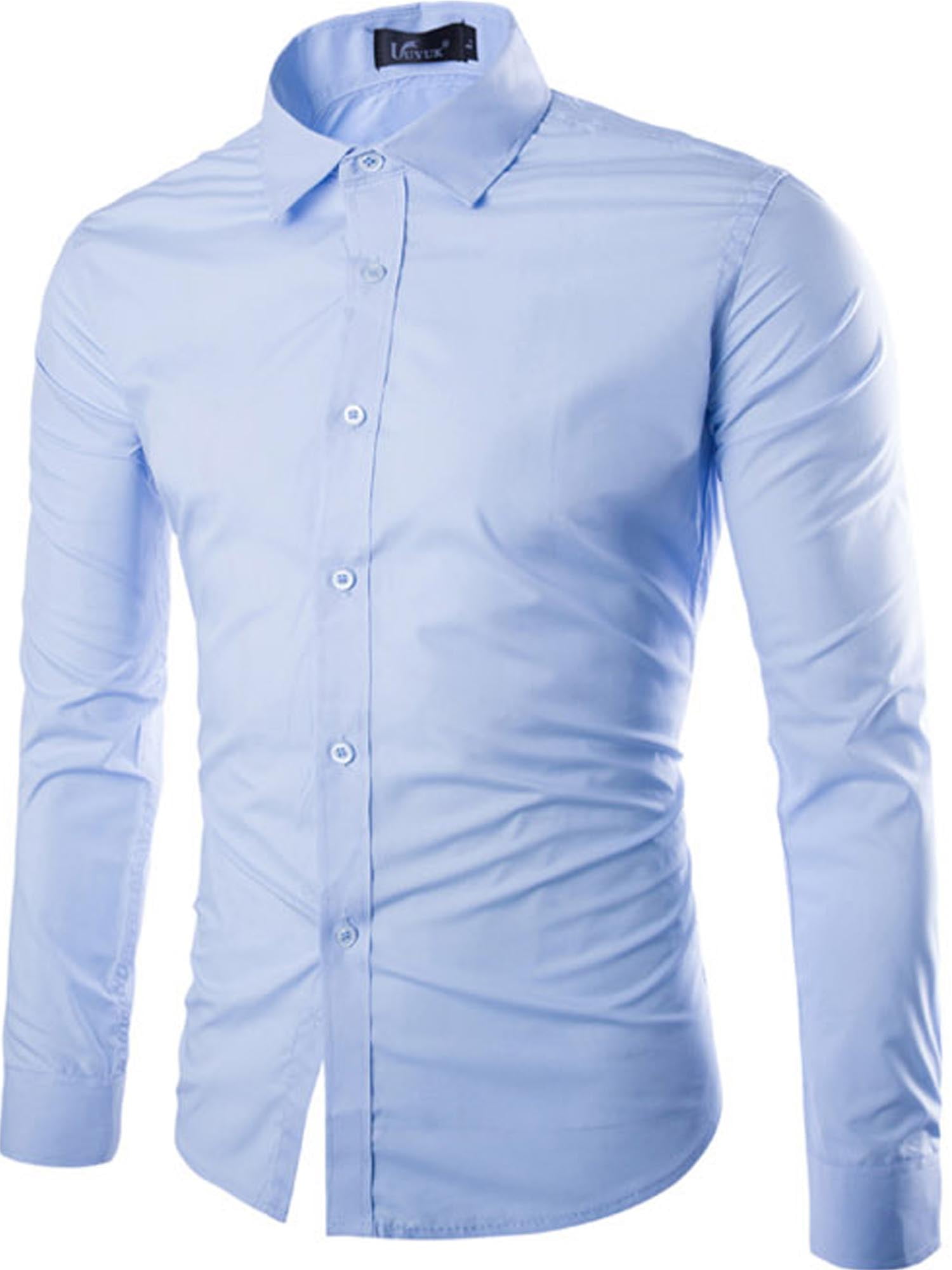 Licupiee Mens Classical Cotton Dress Shirts Long Sleeves Button Down ...