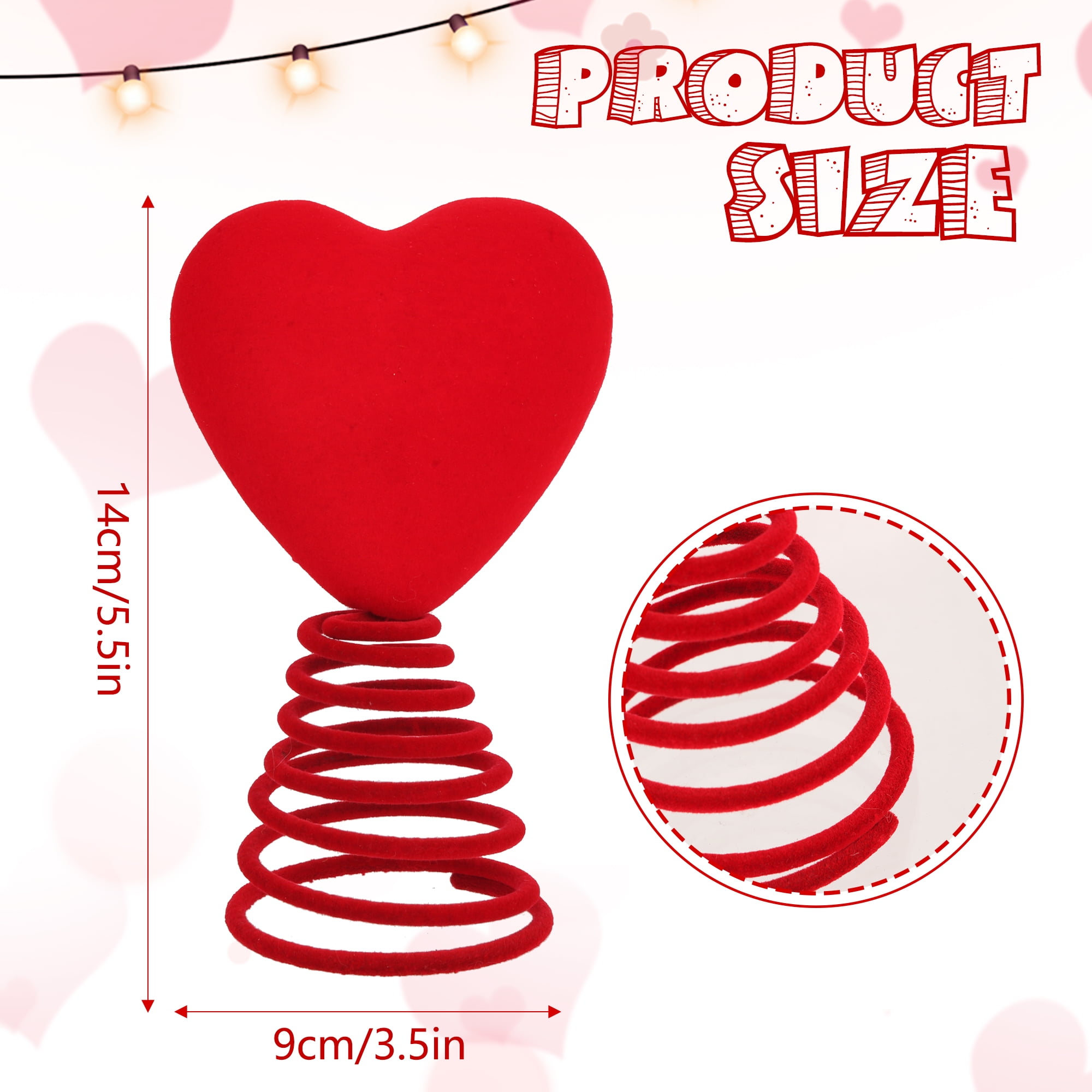 Licupiee Mini Valentine Day Tree Topper Glitter Hearts Tree Topper for ...