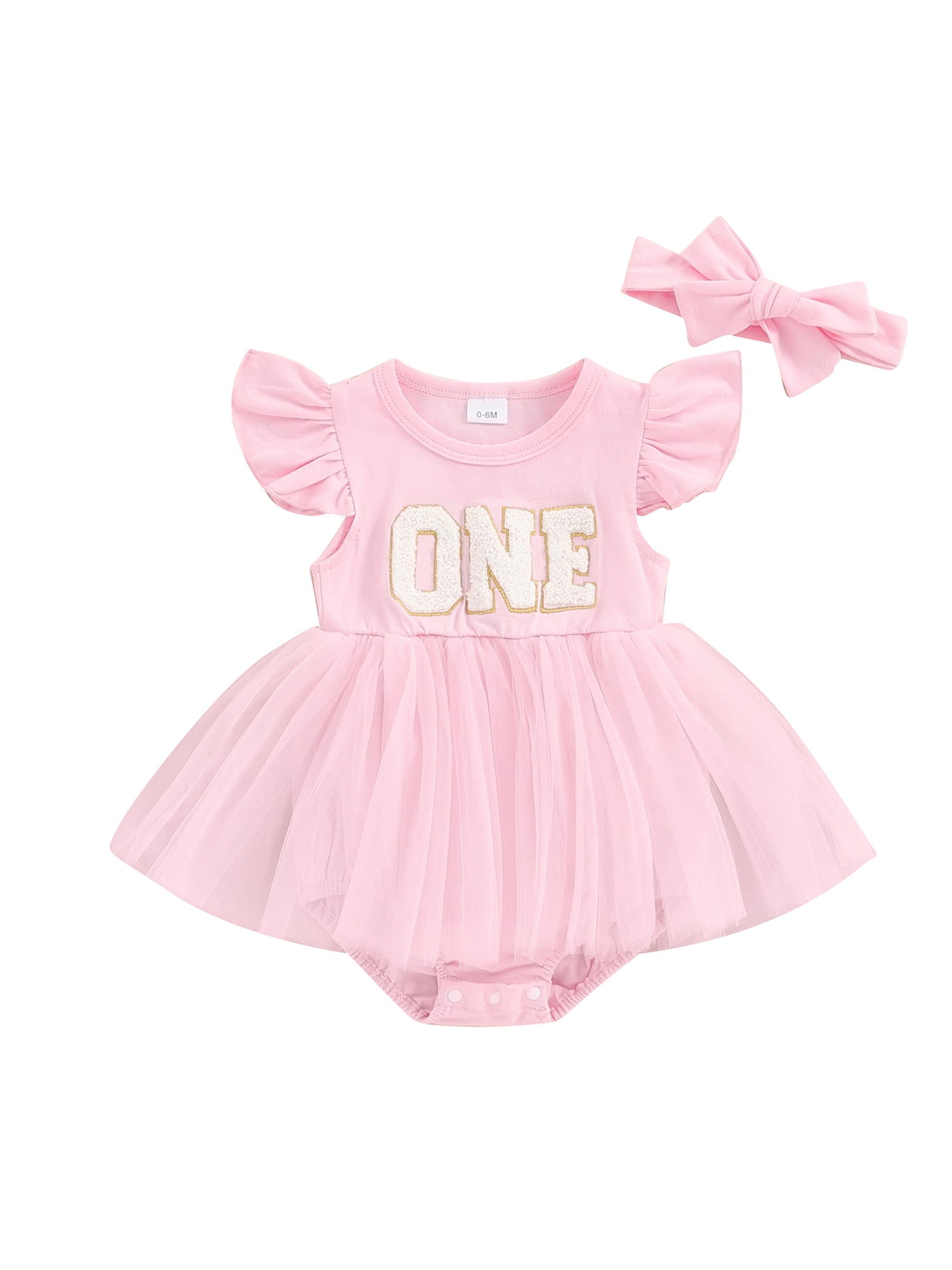 Licupiee My First Birthday Outfit Newborn Baby Girl Tutu Romper Dress Sleeveless One Year Old ...