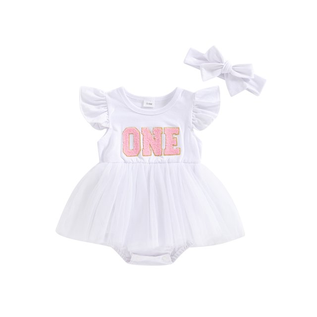 Licupiee My First Birthday Outfit Newborn Baby Girl Tutu Romper Dress Sleeveless One Year Old ...