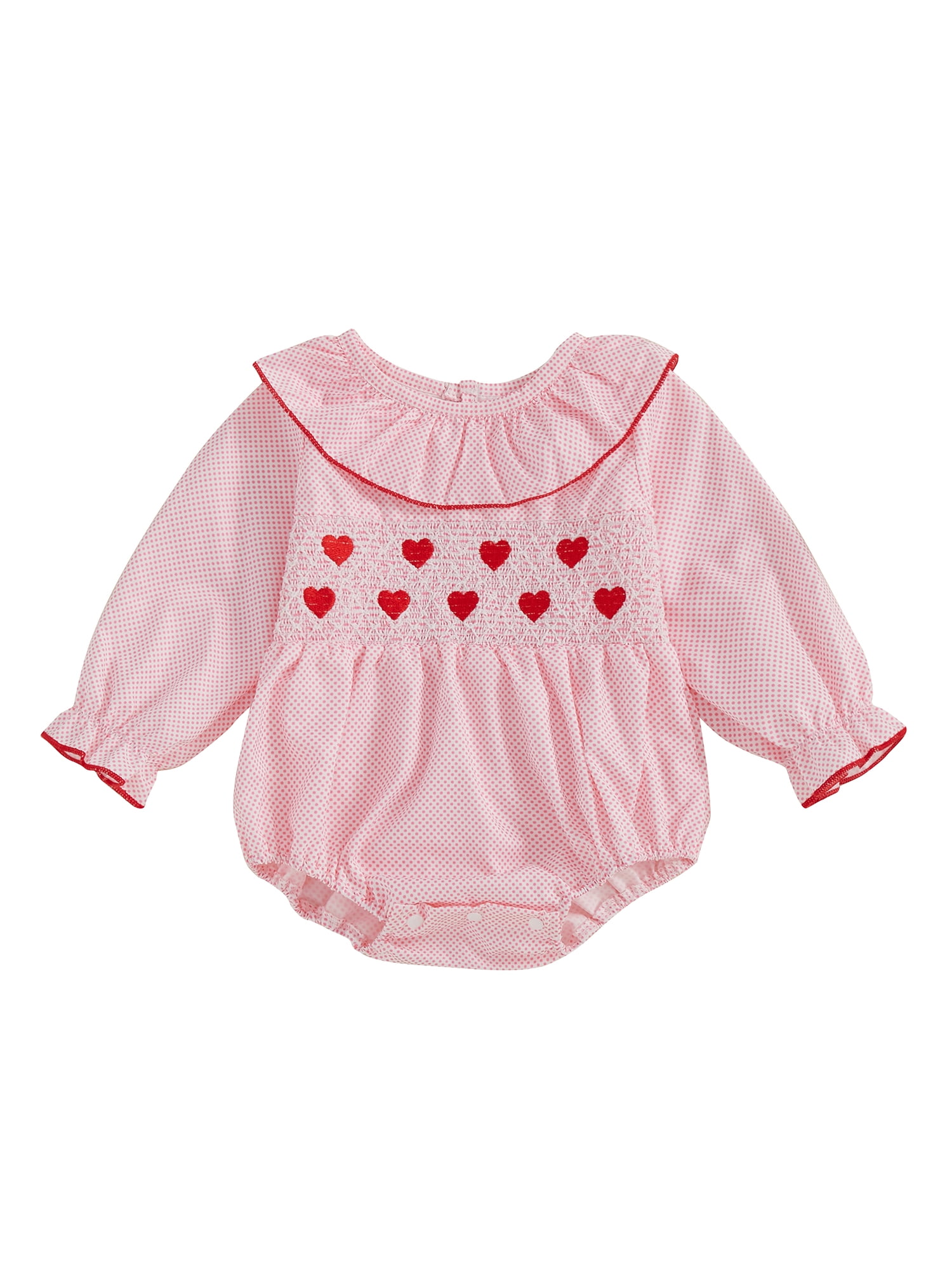 Licupiee My First Valentines Day Baby Girl Outfits Newborn Smocked Bubble Romper Ruffle Collar ...