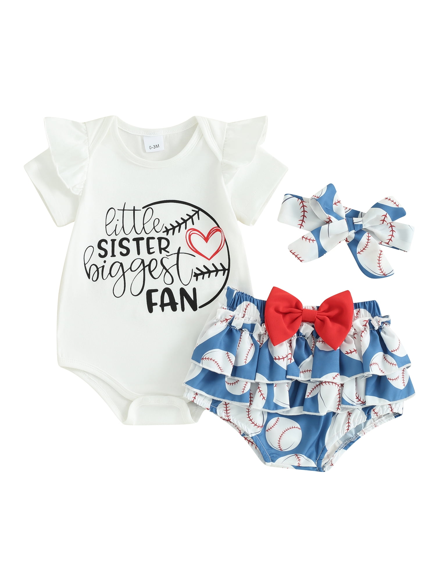 Licupiee Newborn Baby Girl Baseball Outfit Little Sister Biggest Fan ...