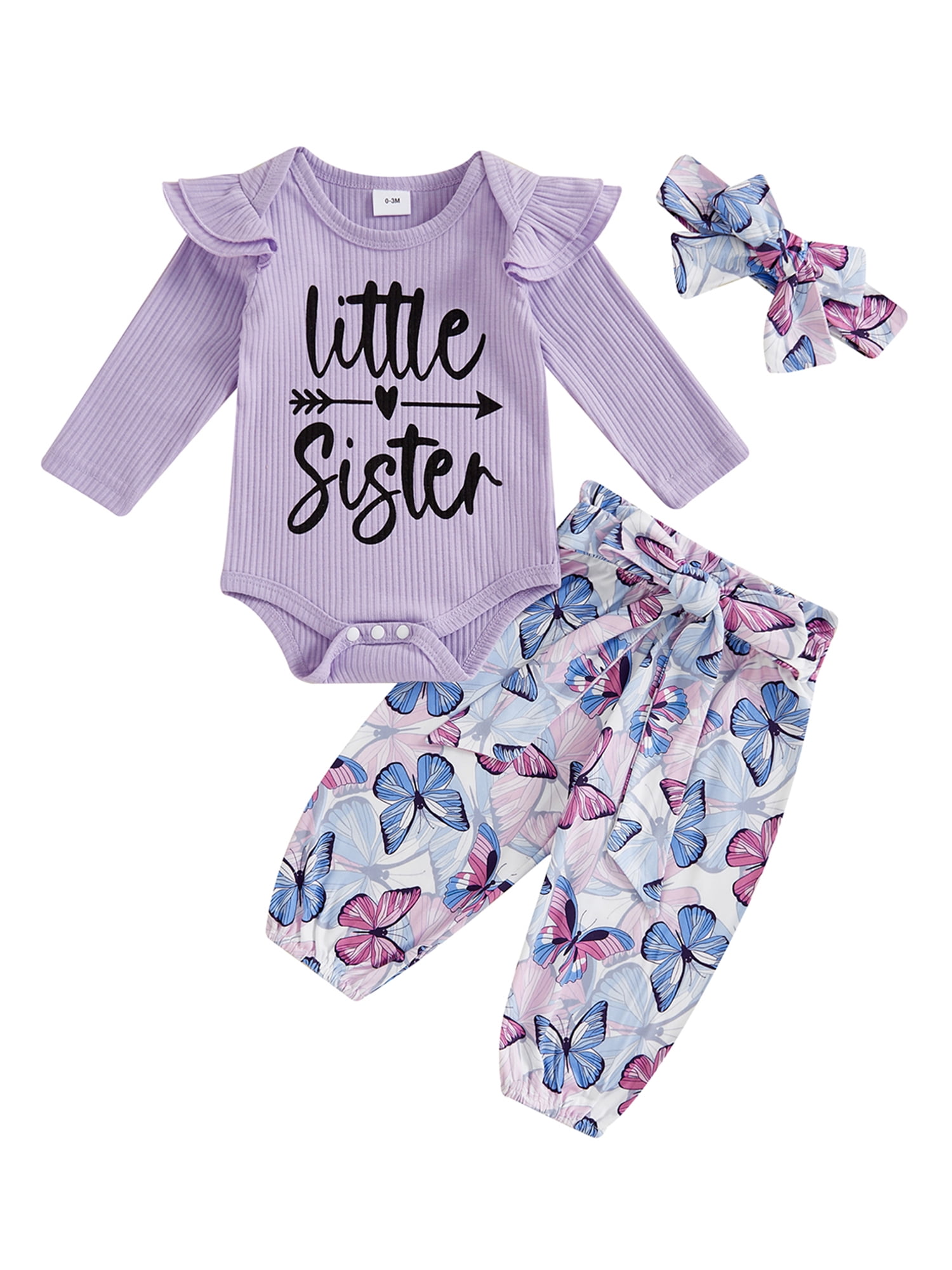 Licupiee Newborn Infant Baby Girl Clothes Long Sleeve Romper Bodysuit Floral Long Pants Fall ...