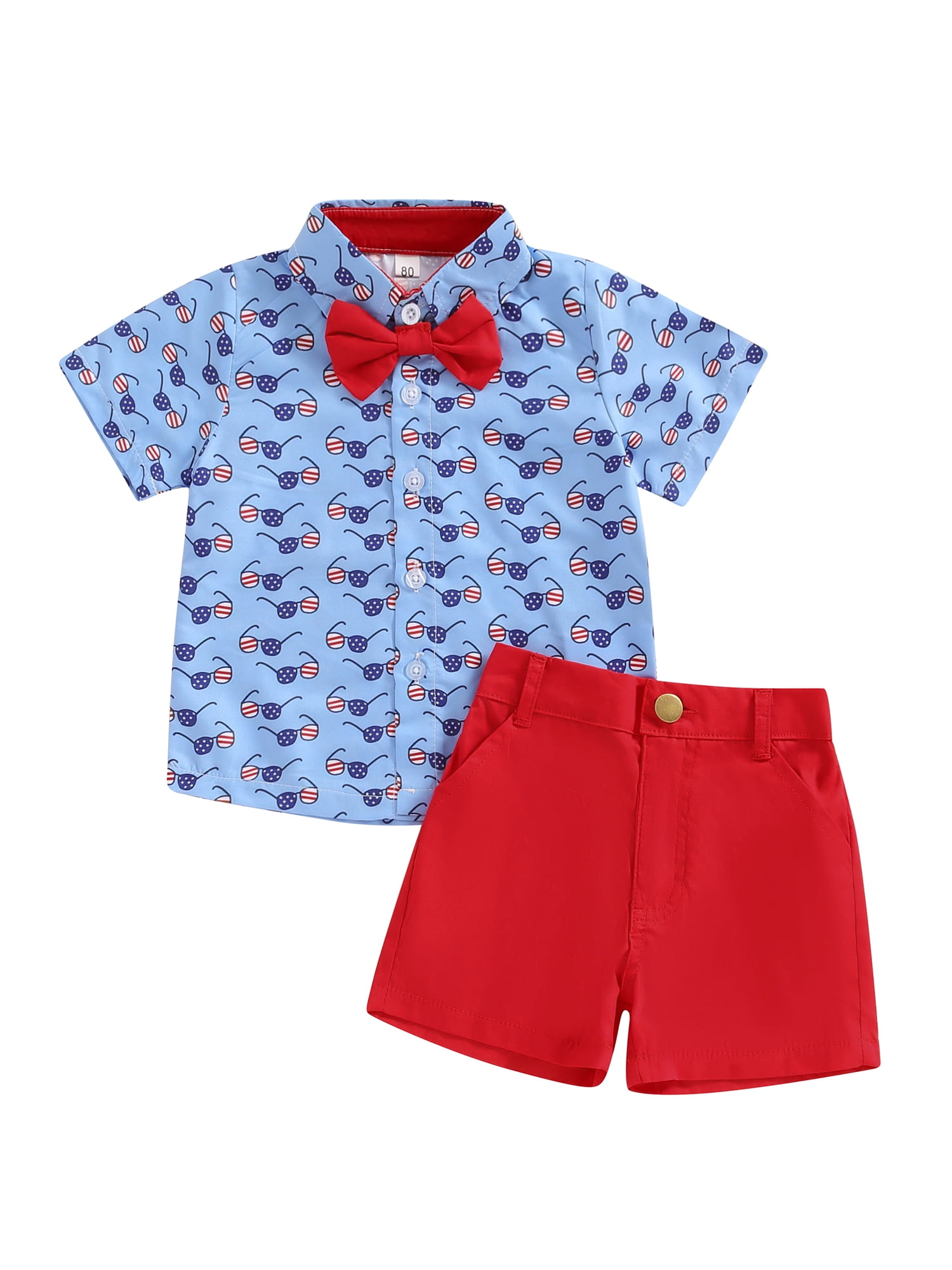 Licupiee Toddler Baby Boy Summer Outfit Shorts Sleeve Button Down Short ...