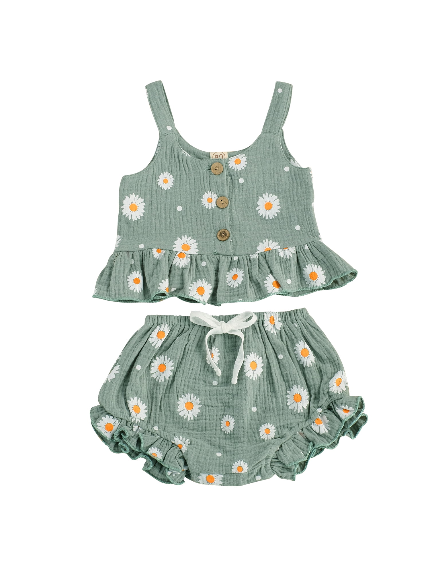 Licupiee Toddler Baby Girl Daisy Flower Print Sleeveless Tank Tops+PP ...