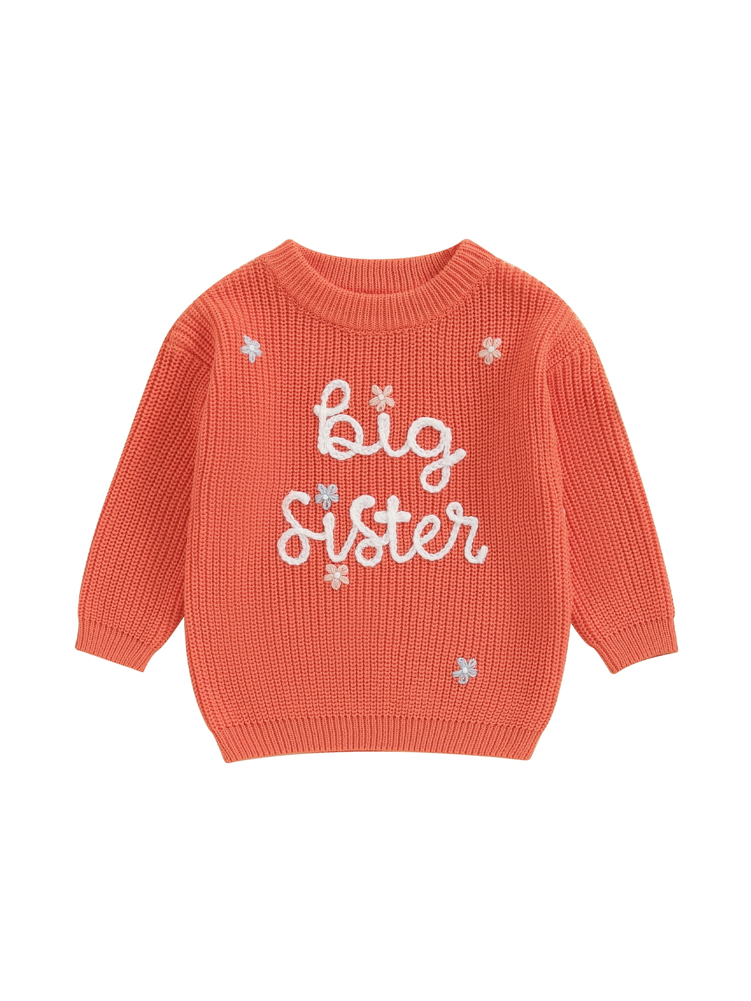 Licupiee Toddler Baby Girl Knit Sweater Round Neck Long Sleeve Floral ...