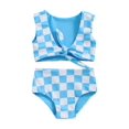 Licupiee Toddler Baby Girl Two Piece Swimsuit Checkered Print Knotted ...