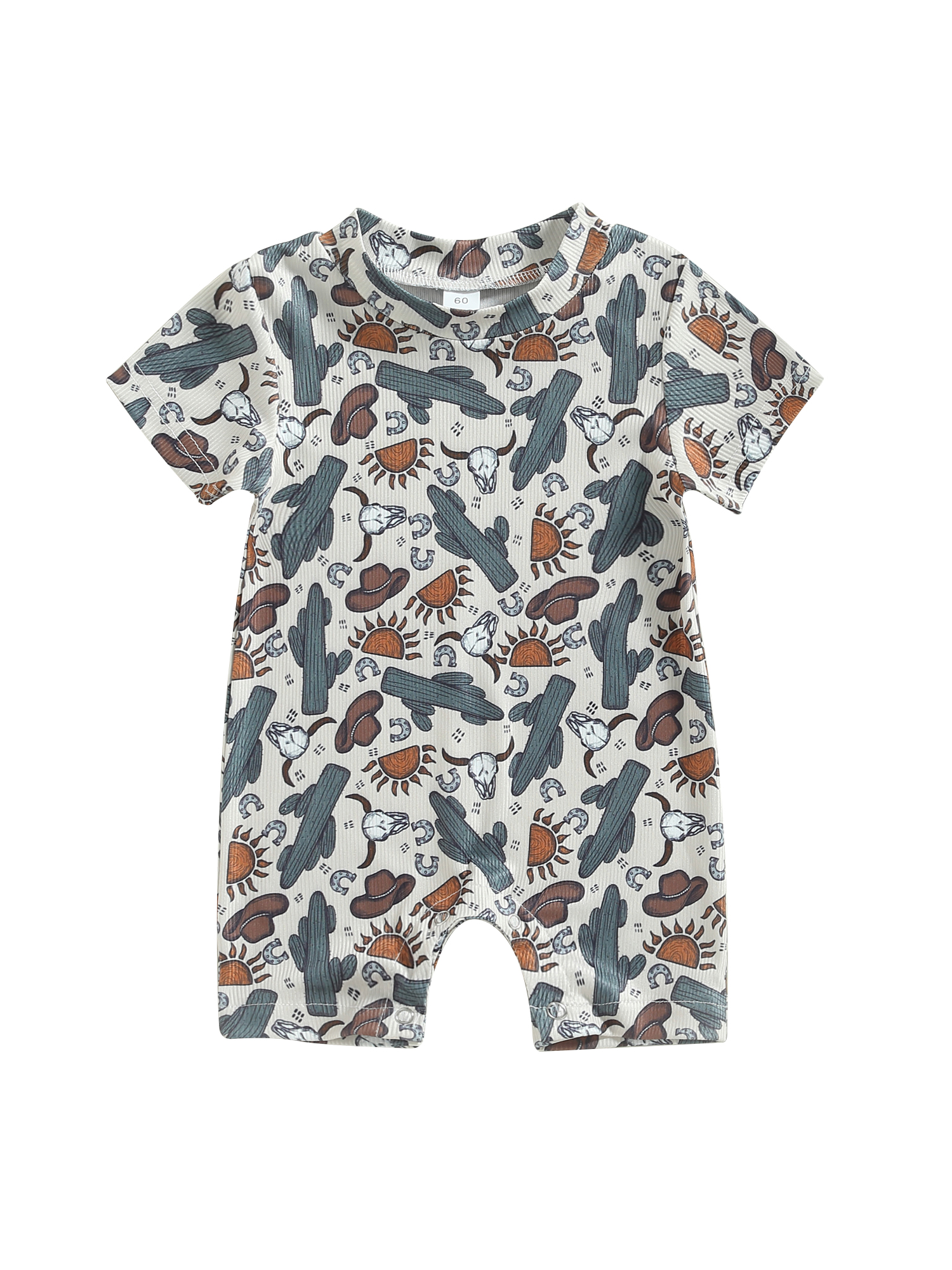 Licupiee Western Baby Girl Boy Clothes Jumpsuit Short Sleeve Cow Print Romper One Piece Bodysuit ...