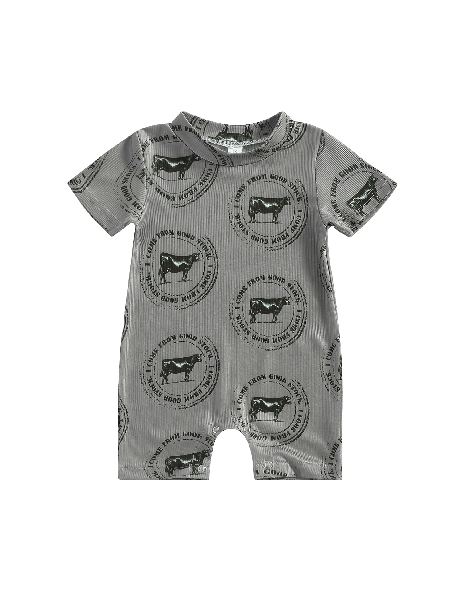 Licupiee Western Baby Girl Boy Clothes Jumpsuit Short Sleeve Cow Print Romper One Piece Bodysuit ...