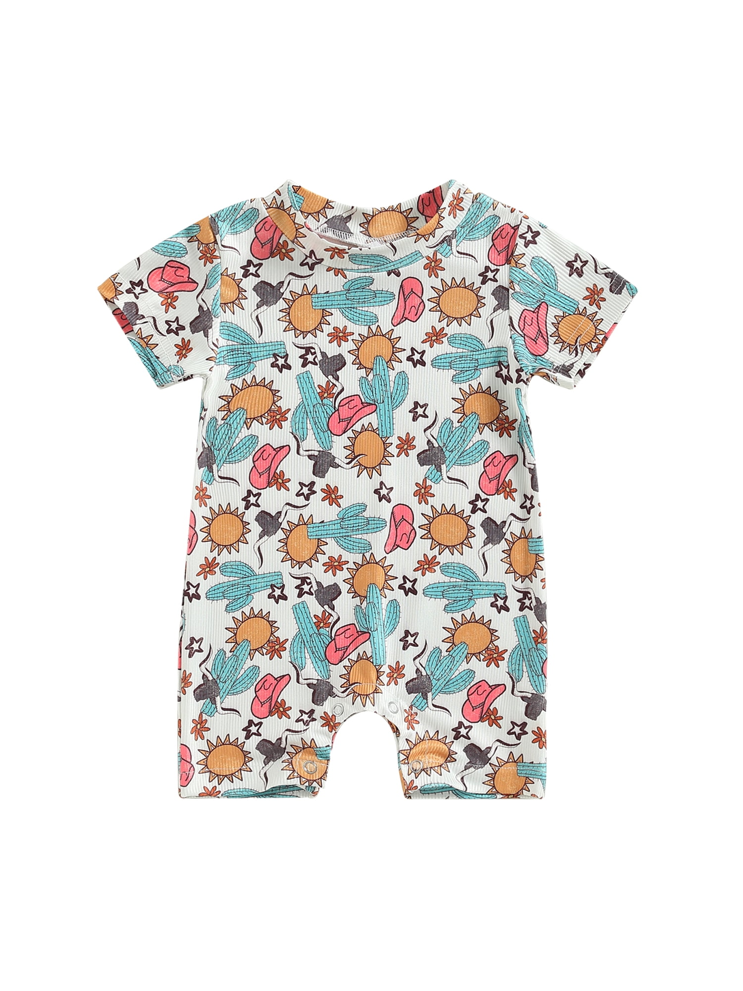 Licupiee Western Baby Girl Boy Clothes Jumpsuit Short Sleeve Cow Print Romper One Piece Bodysuit ...