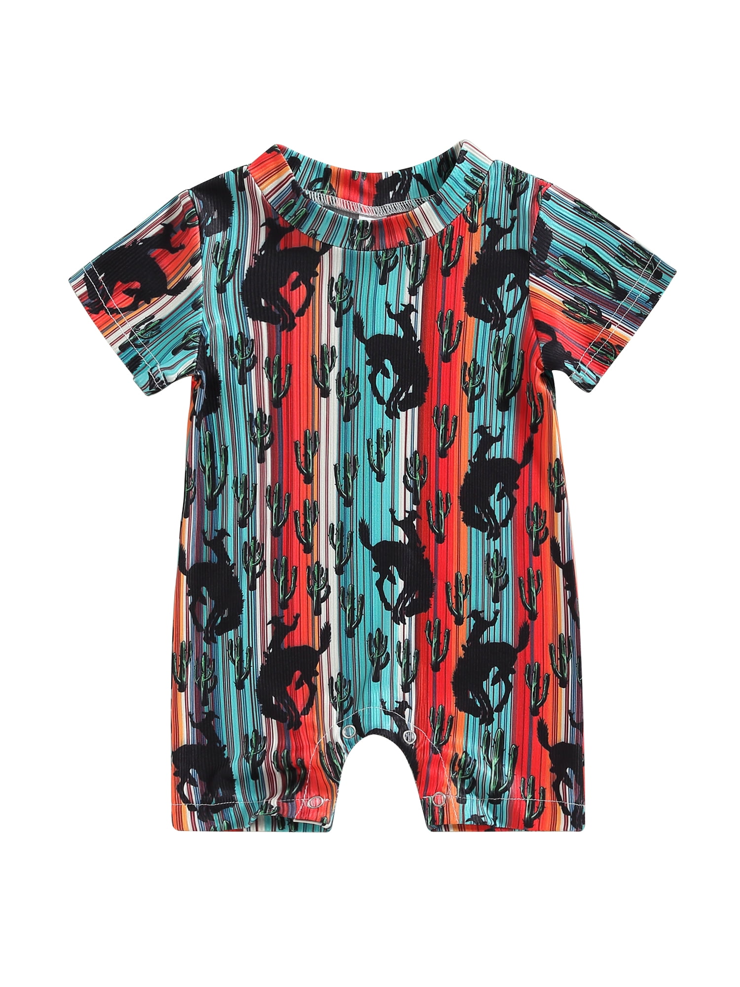 Licupiee Western Baby Girl Boy Clothes Jumpsuit Short Sleeve Cow Print Romper One Piece Bodysuit ...