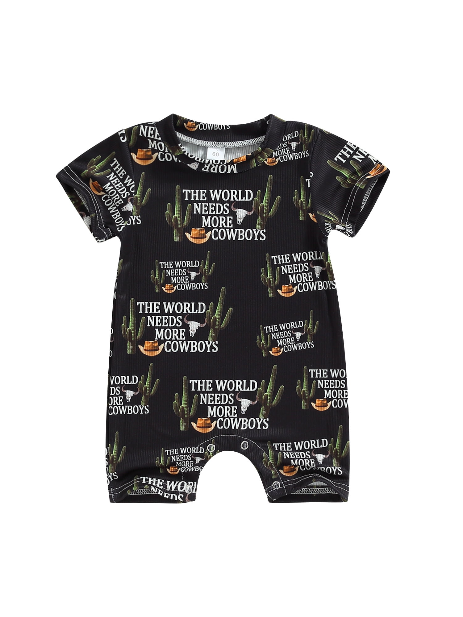 Licupiee Western Baby Girl Boy Clothes Jumpsuit Short Sleeve Cow Print Romper One Piece Bodysuit ...