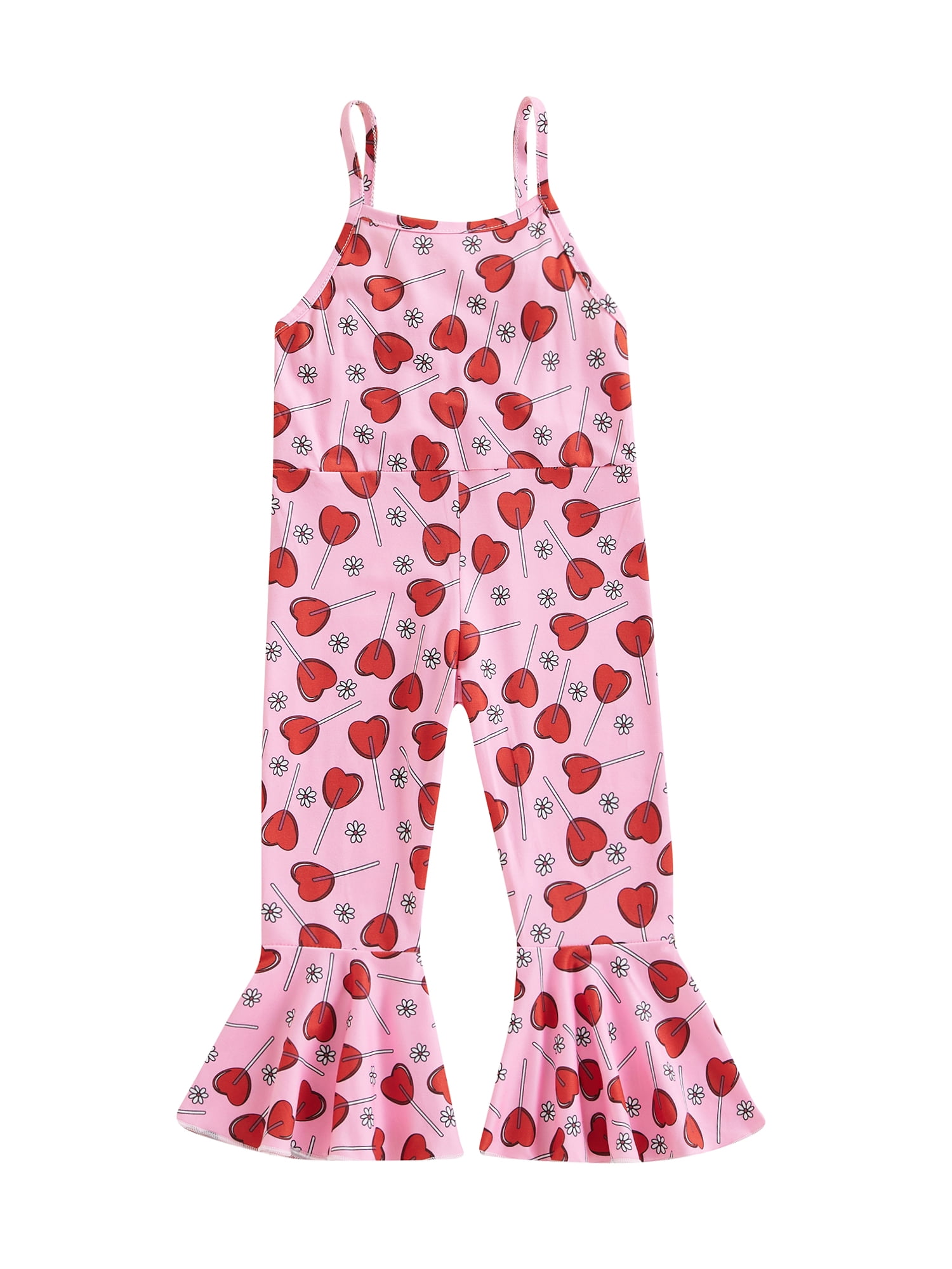 Licupiee Western Baby Girl Outfit Cow Print Bell Bottom Romper Toddler Sleeveless Suspender ...