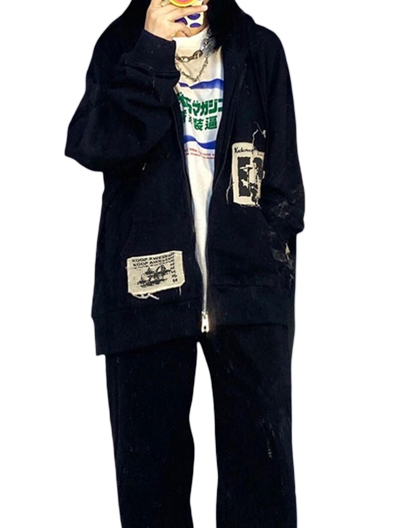 Licupiee Women Y2K Zip Up Hoodie Casual Graphic Sweatshirt Hoodies Aesthetic Long Sleeve Jacket ...