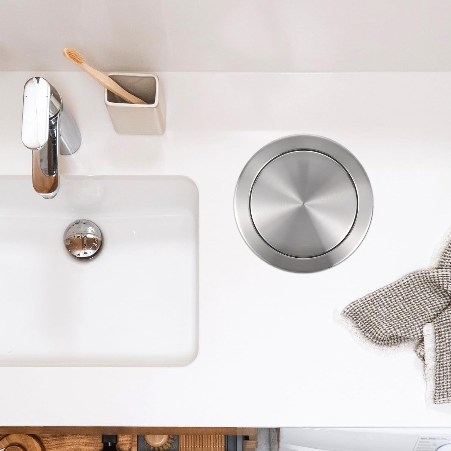 Lid: Embedded Countertop Built-in Trash Chute Round Cover Stainless ...