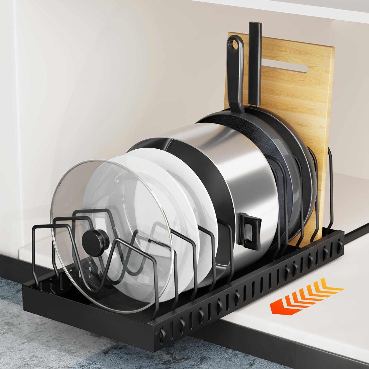 Lid Organizer Pot Lid Organizer 10-Tier Pot Lid Rack Holder Suitable ...