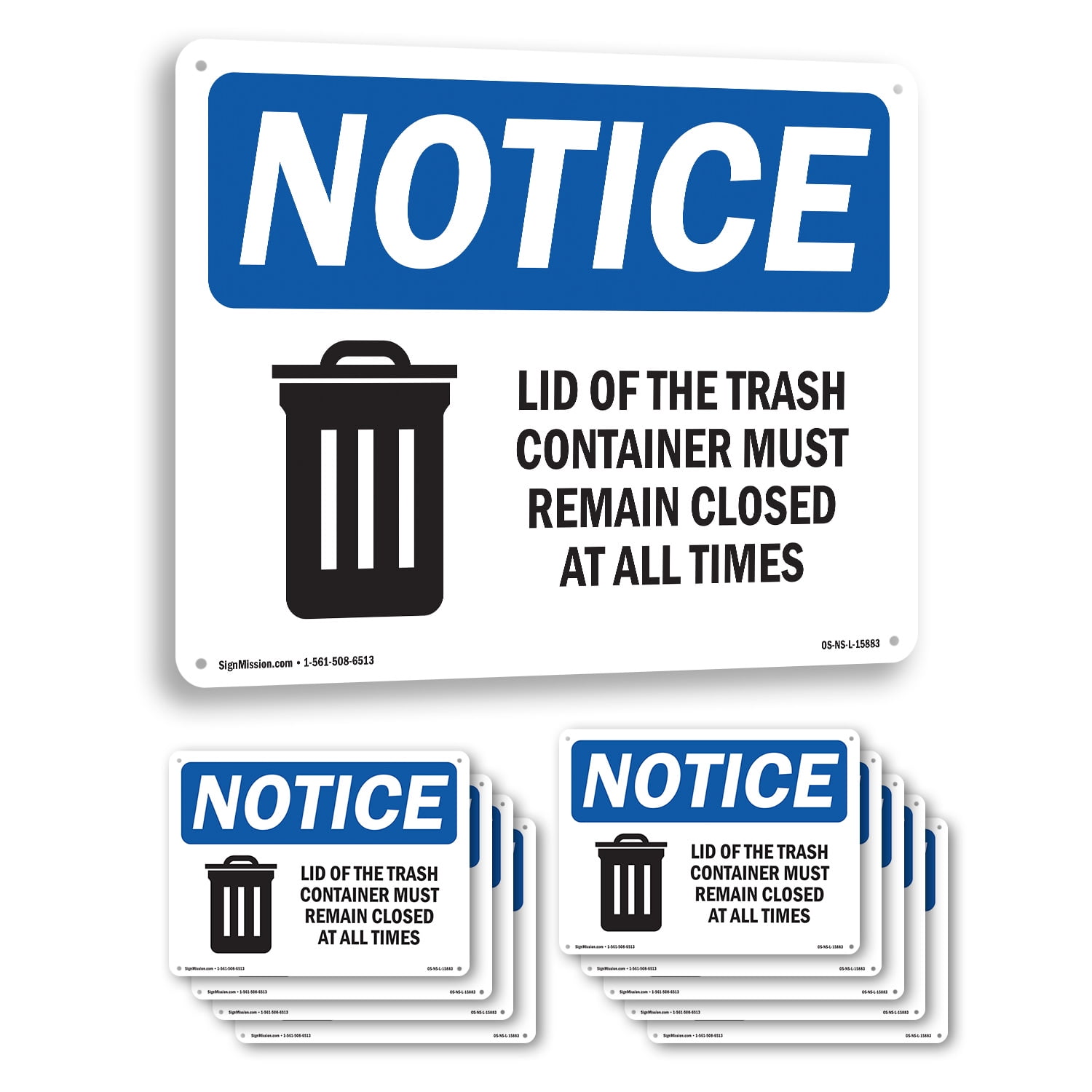 Lid Trash Container Remain Closed All Times OSHA Notice Rigid Plastic ...