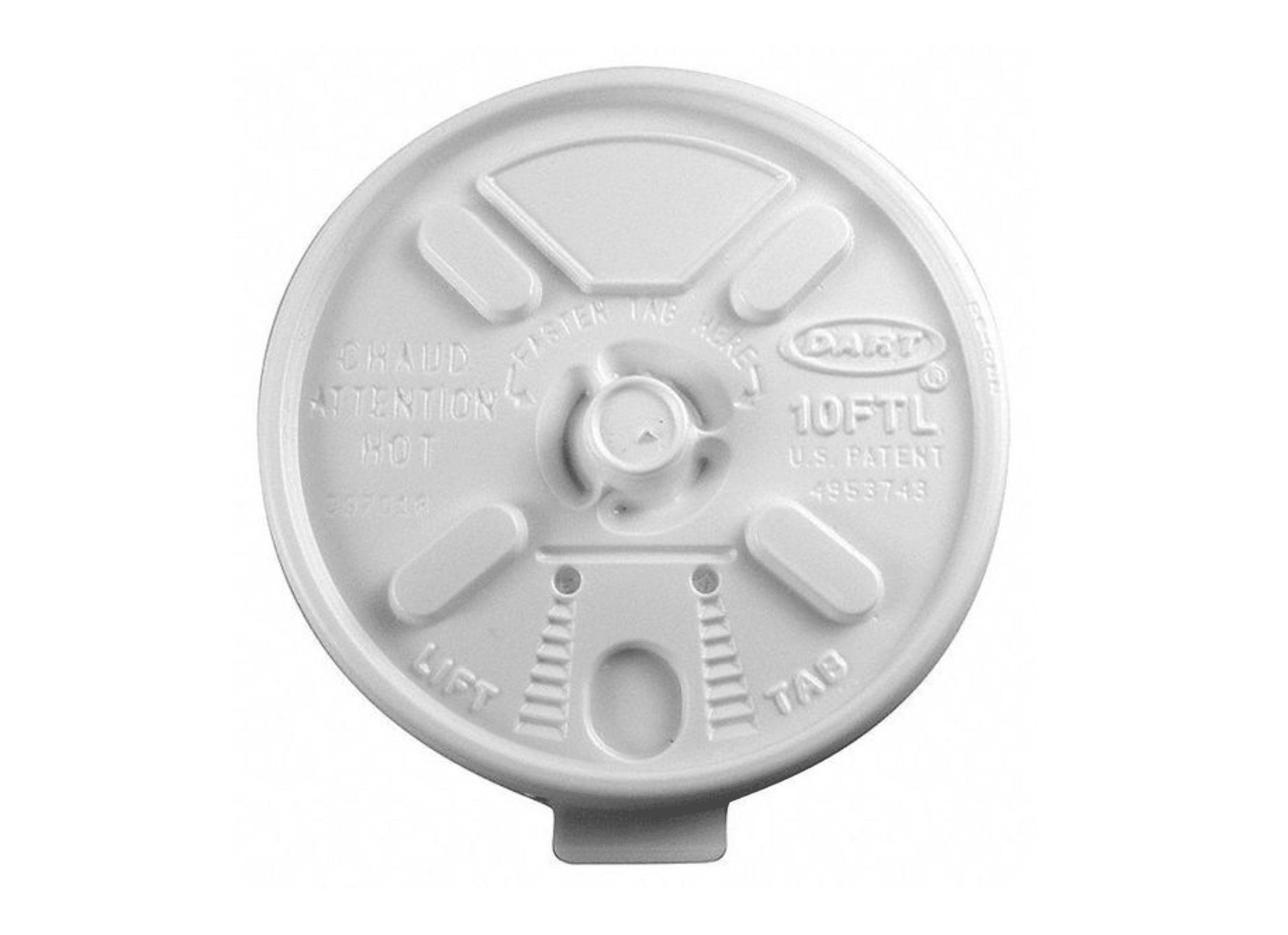 Lid for 10 oz. Hot Cup, Flat, Lock Back Tear Tab, White, Pk1000 ...