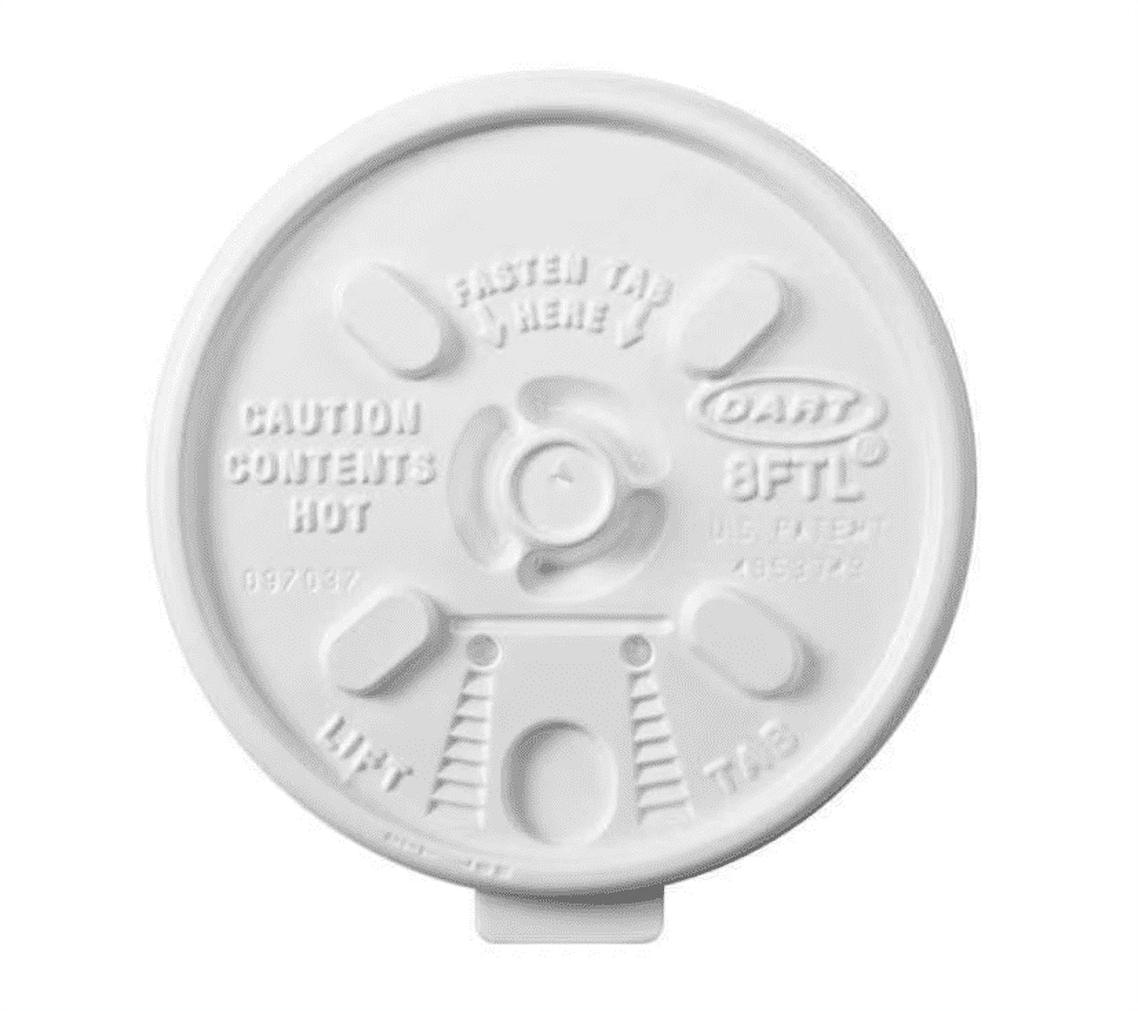 Lid for 8 oz. Hot Cup, Flat, Lock Back Tear Tab, White, Pk1000 ...