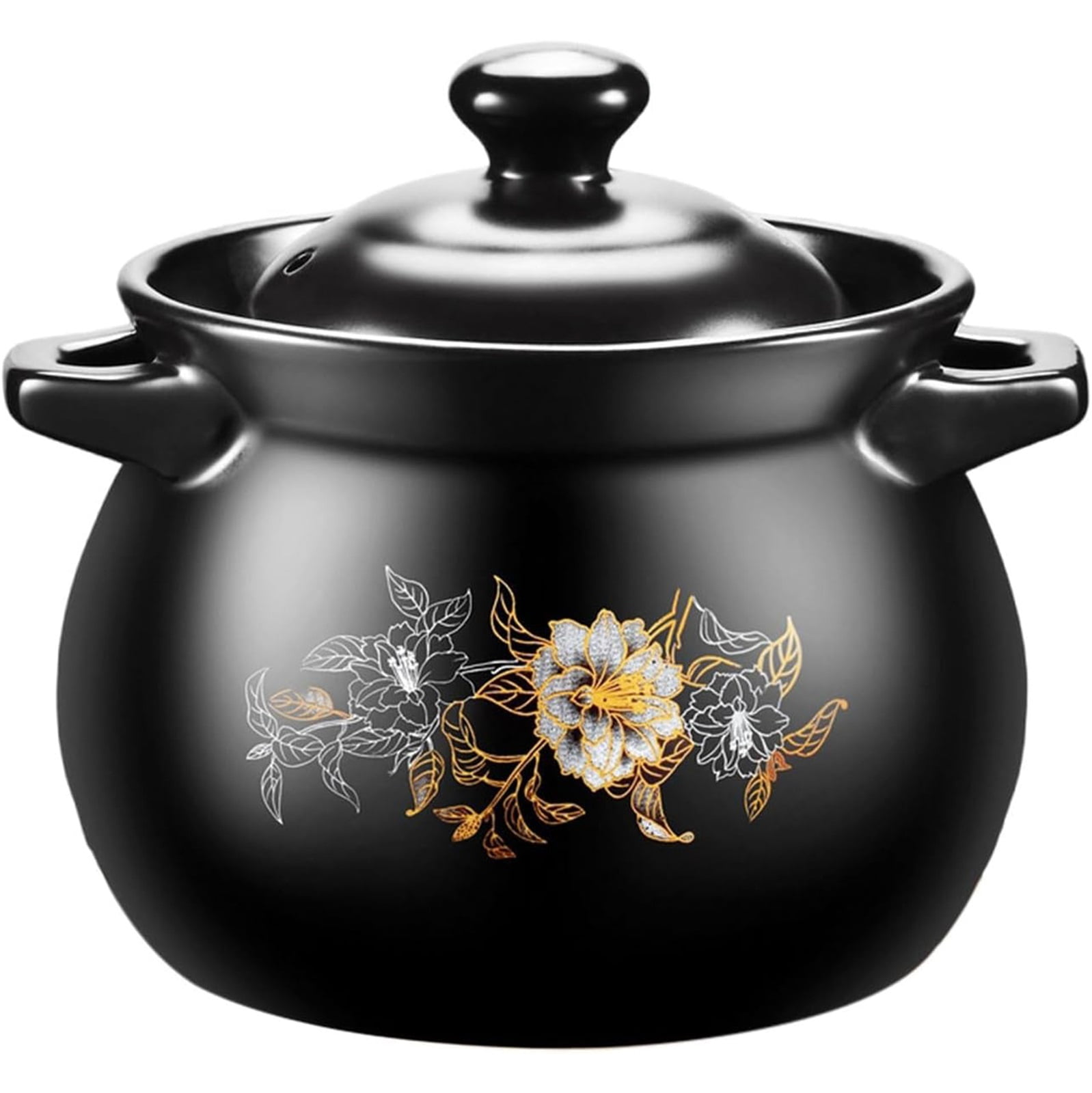 Lidded Ceramic Stew Pot - Heat Insulated Handle Cooking Pot, Even ...