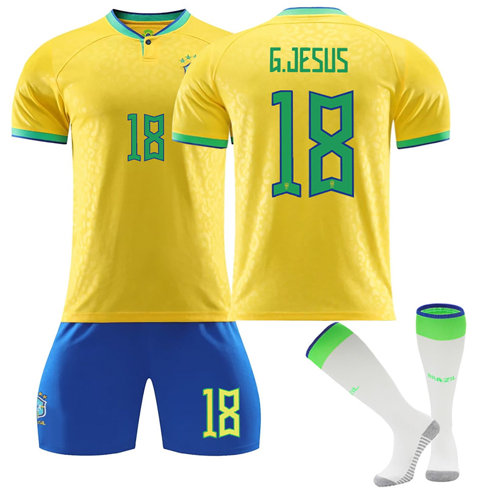 Lide 2223 Brazil Home Game Short Sleeve Soccer Uniform, #18 GABRIEL JESUS Brazil Fashion Soccer ...