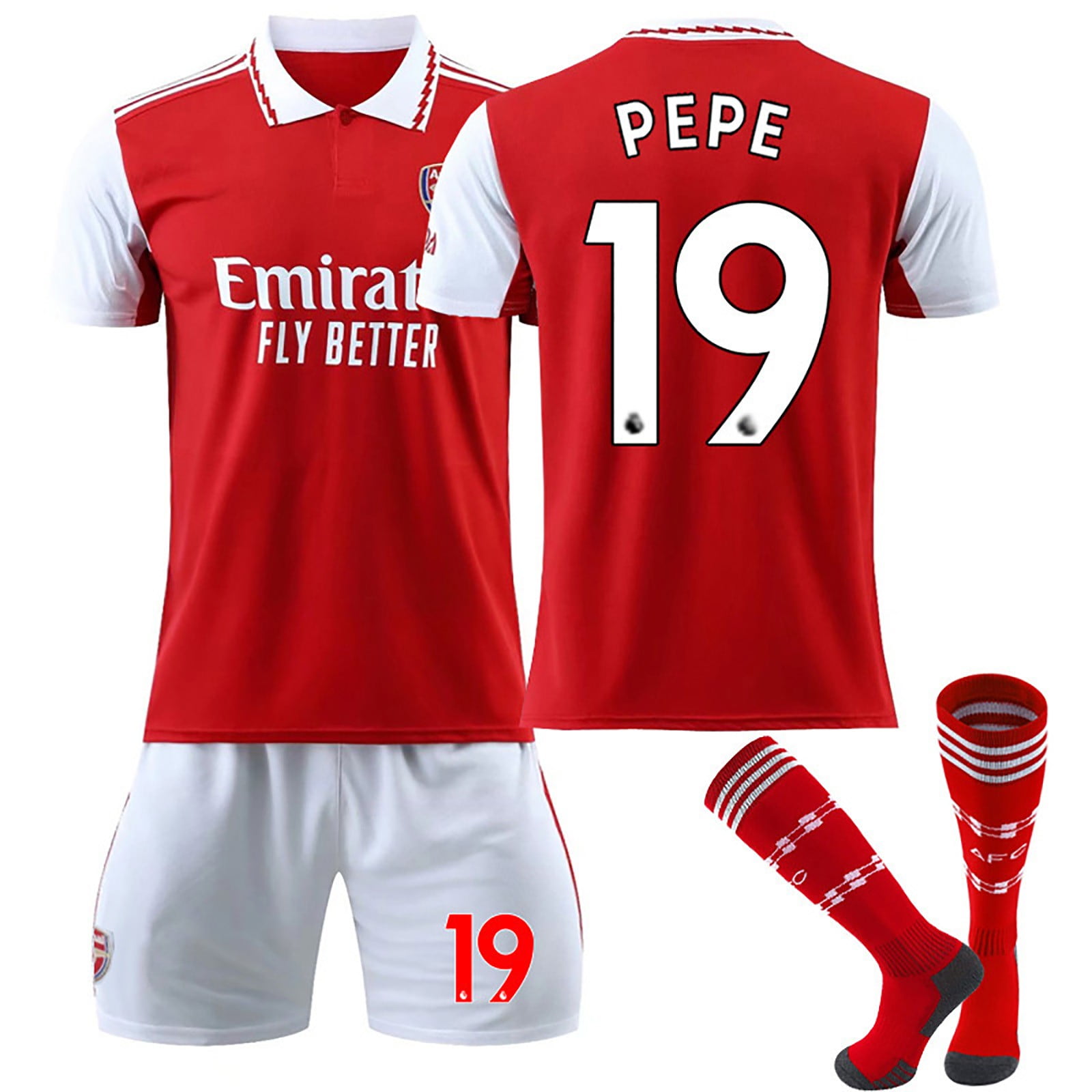 Lide 2223 English FC Home Game Soccer Jersey, Printed #19 PEPE English Red Soccer Jersey 3 Piece ...