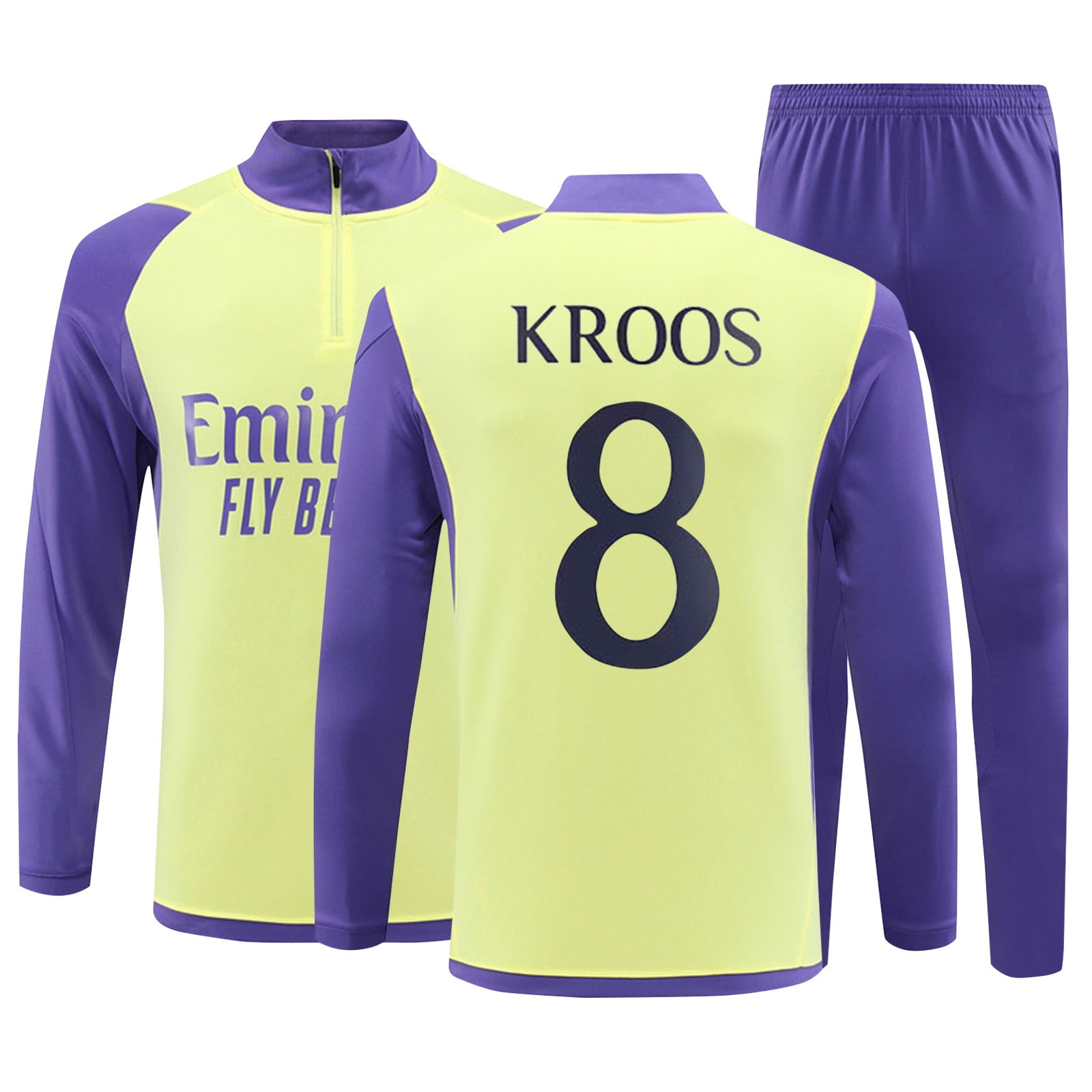 Lide 2324 Spanish FC Yellow Soccer Jersey, #8 KROOS Spanish Soccer Jersey 2 Piece Set, Long ...