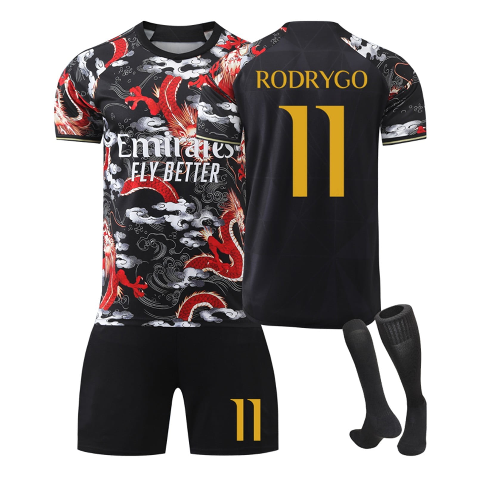 Lide 2425 Soccer Team Black Soccer Jersey, #11 RODRYGO Red Dragon ...