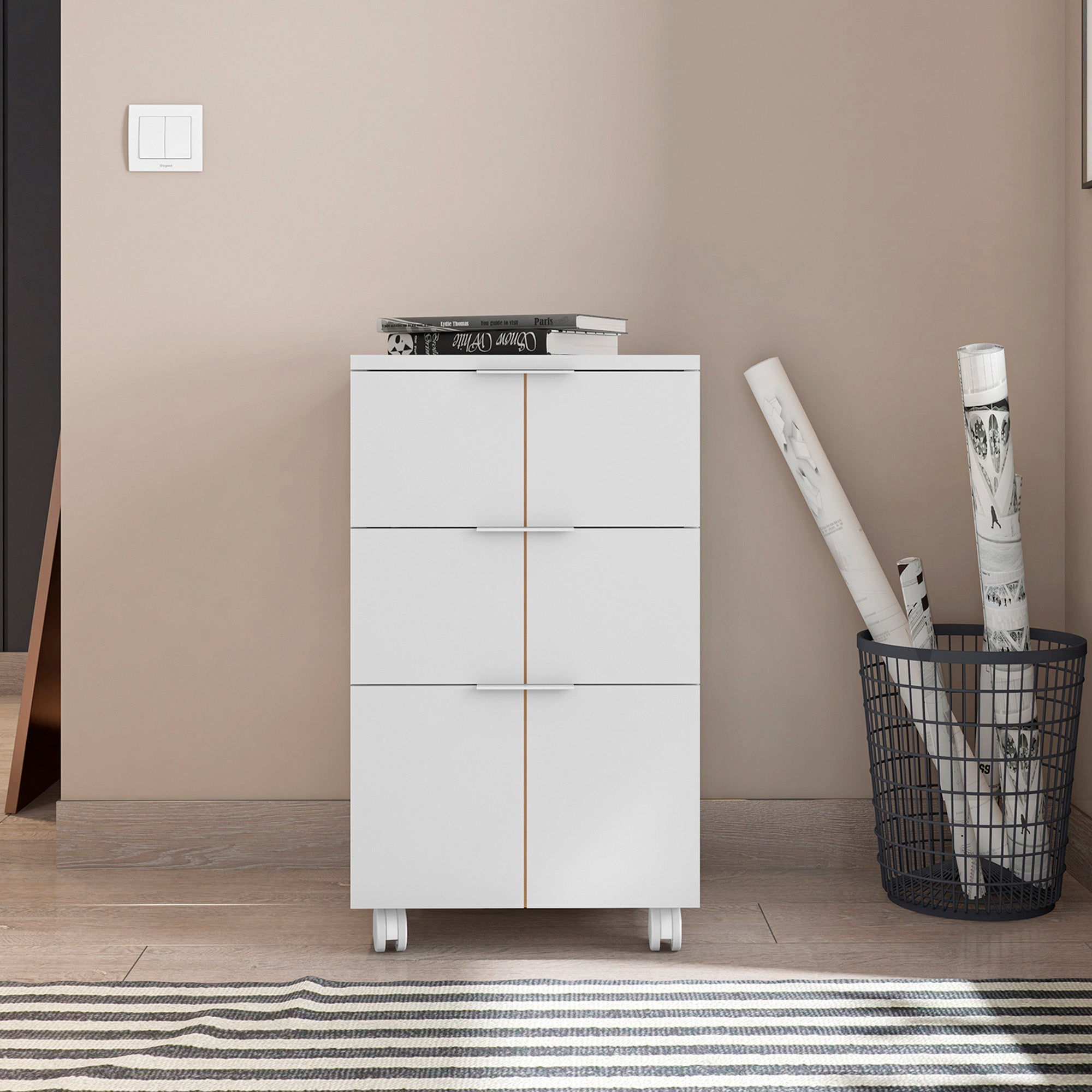 Lider Design Modern Drawer with 3 huge drawers with metalic handlers ...