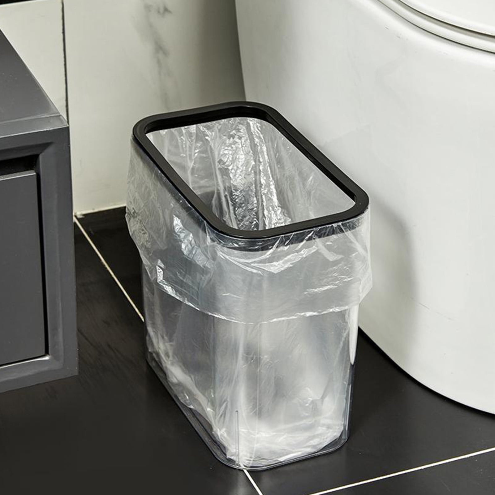 Lidless Clear Plastic Trash Can with Pressure Ring for Odor Control ...