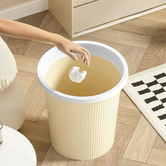 Lidless Garbage Bin with Pressure Ring Cream Style - Home Trash Can ...