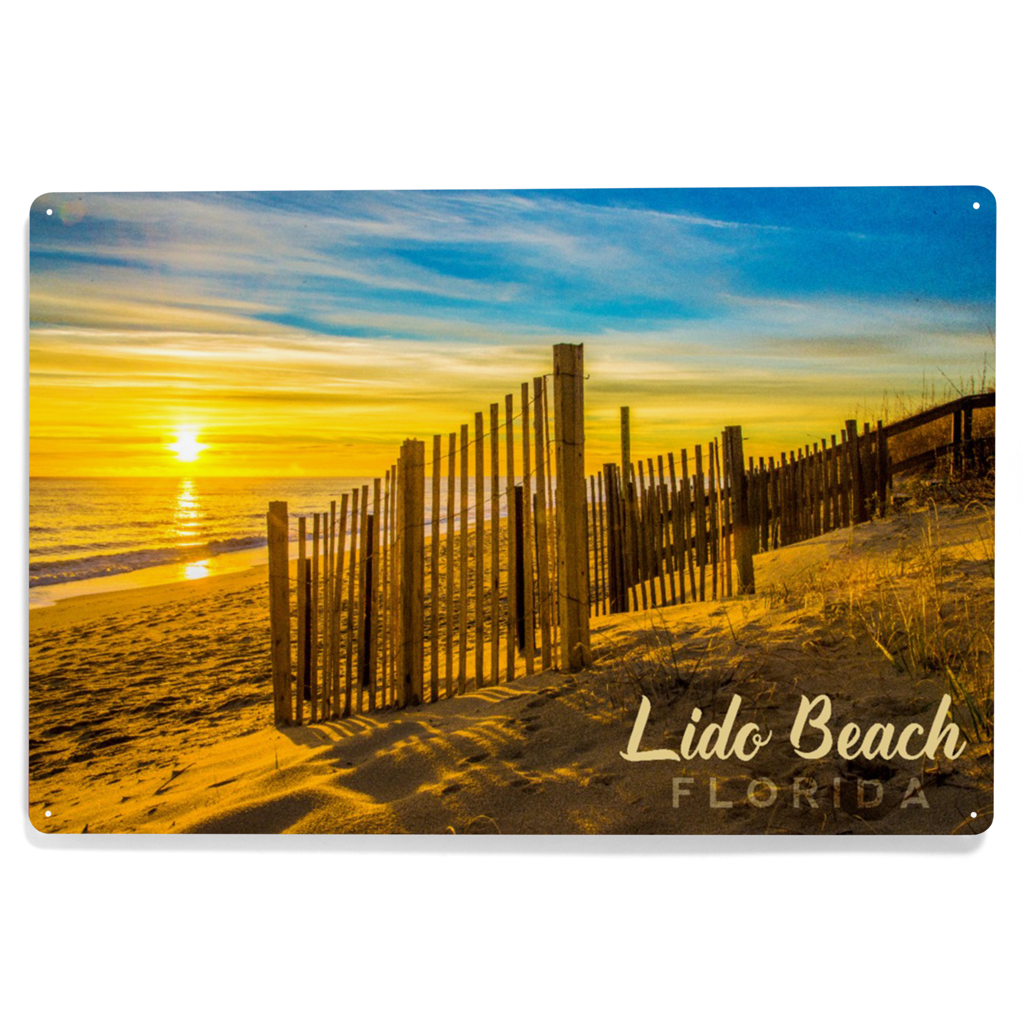 Lido Beach, Florida, Sand Dunes at Dawn (12x18 Aluminum Art, Indoor ...