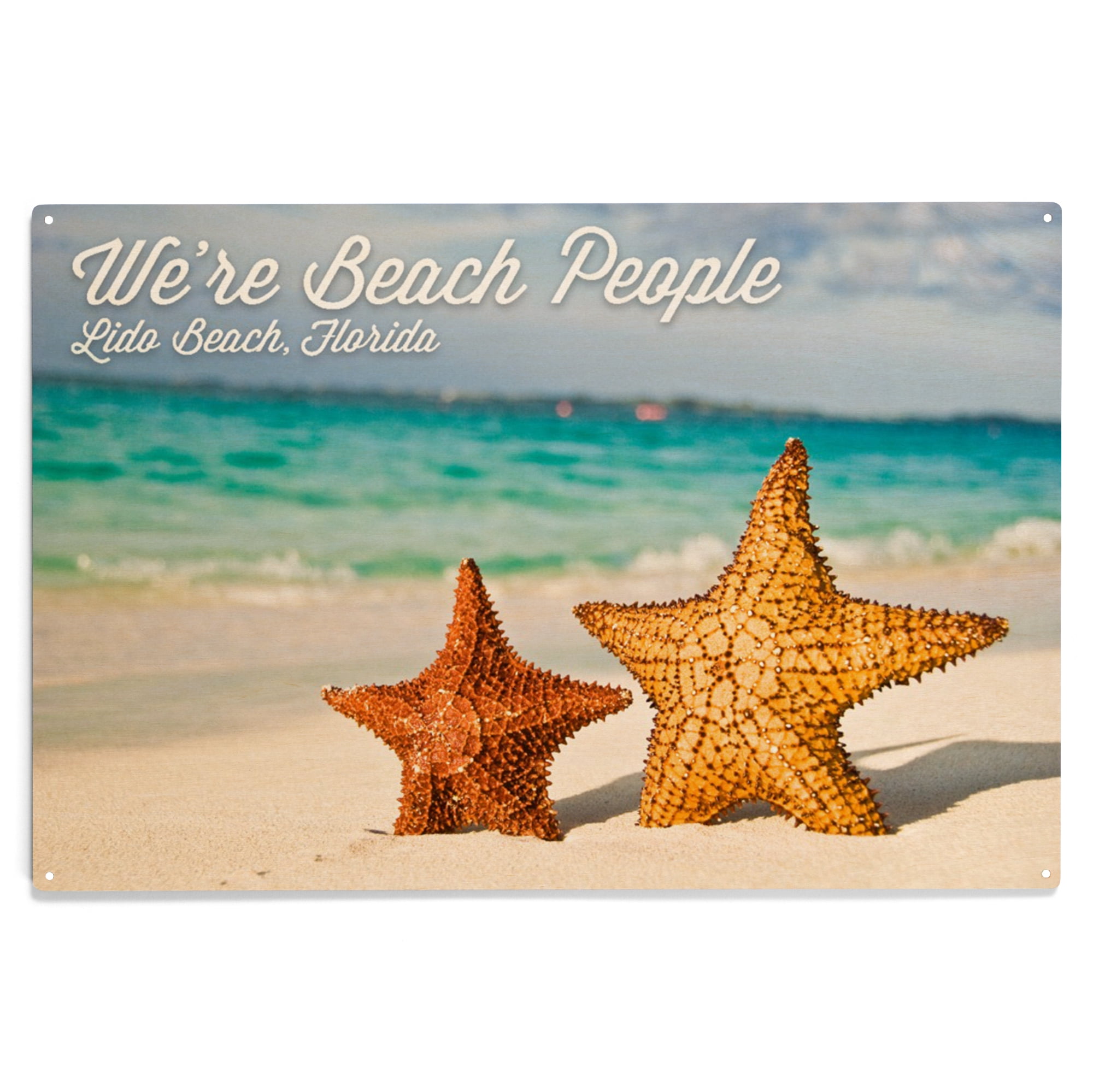 Lido Beach, Florida, We're Beach People, Starfish on Beach Birch Wood ...