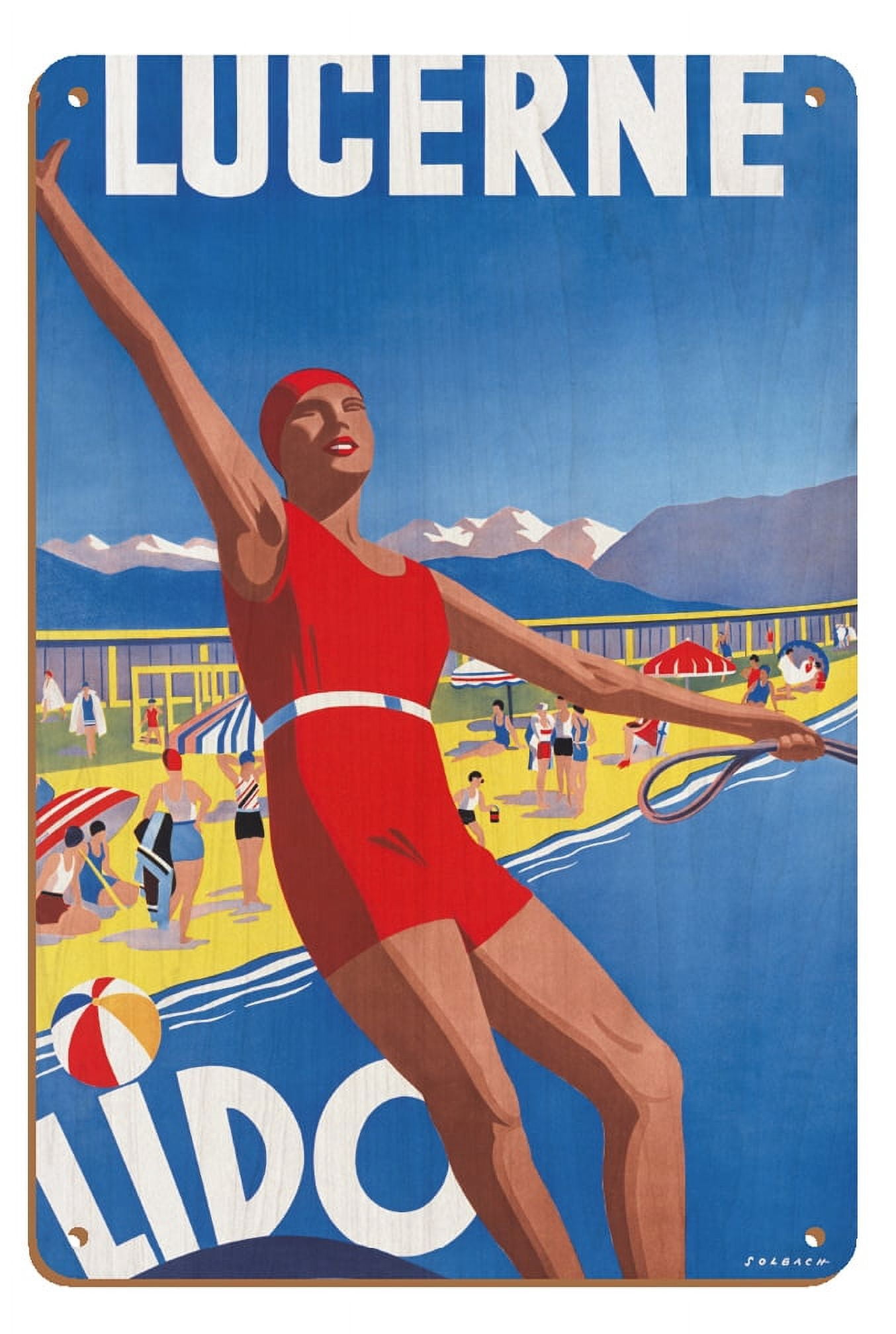 Lido - Lake Lucerne Switzerland - Vintage Travel Poster by Albert ...