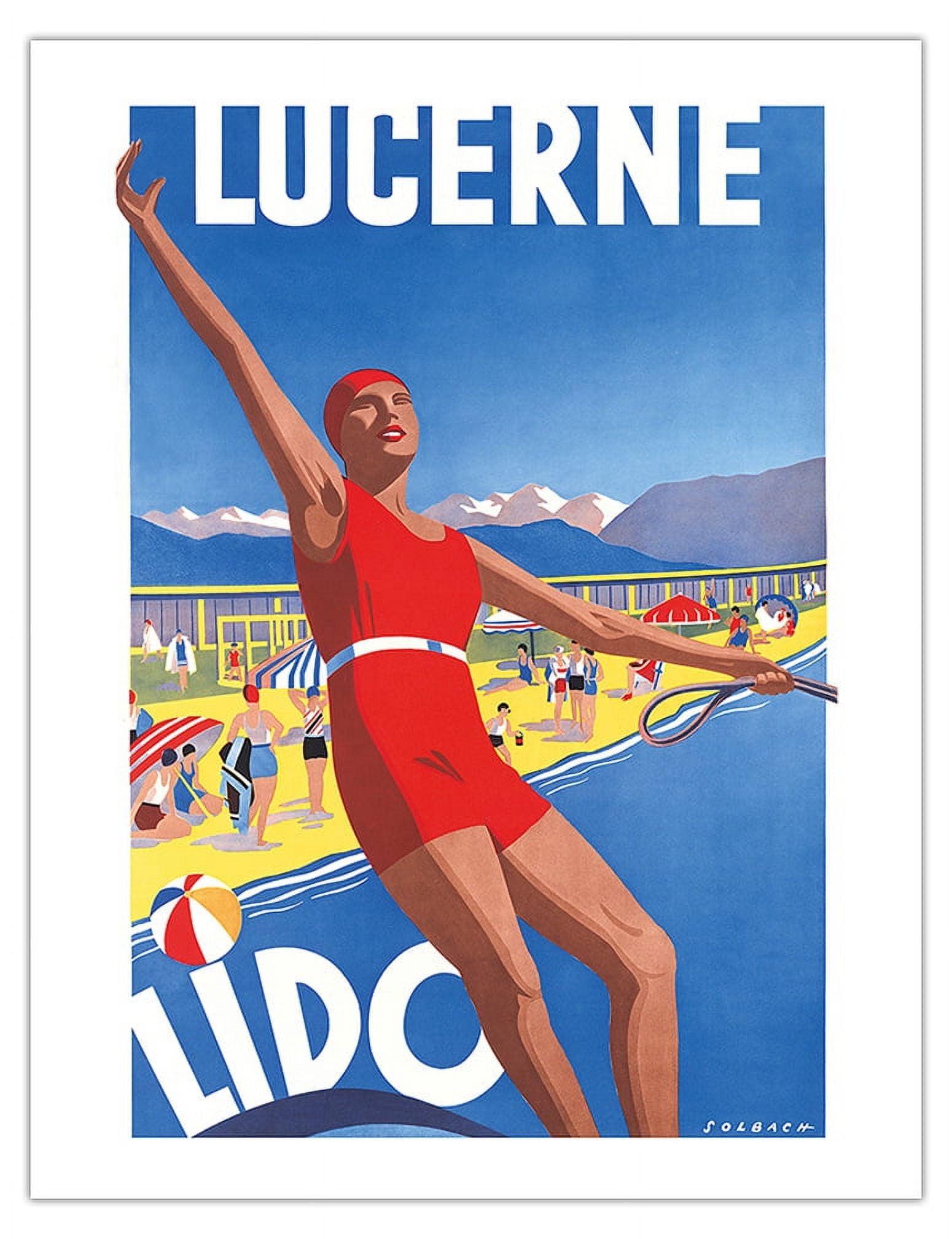 Lido - Lake Lucerne Switzerland - Vintage Travel Poster by Albert ...