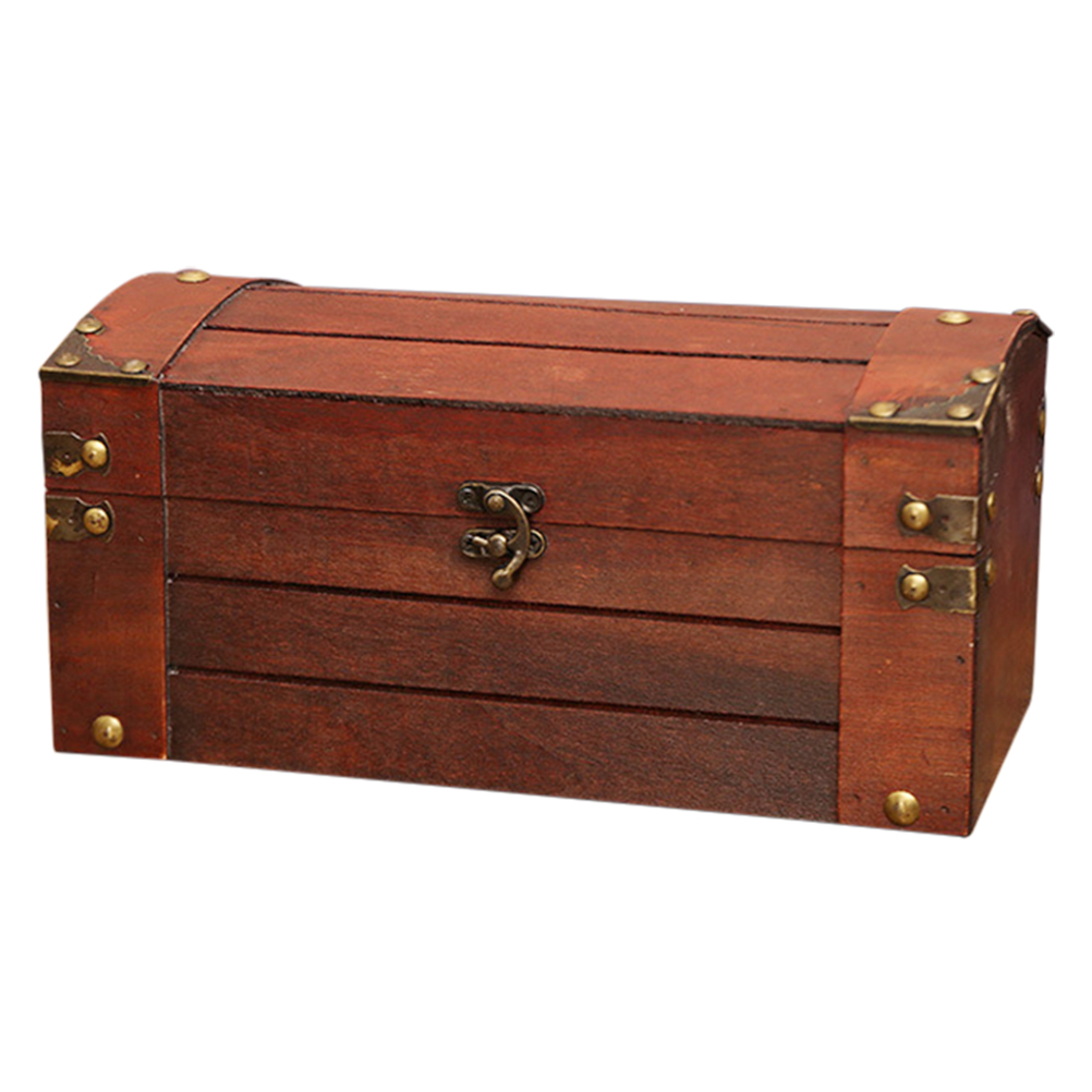 Lids Gold Wooden Box Vintage Treasure Chest Excellent Decorative Prop ...