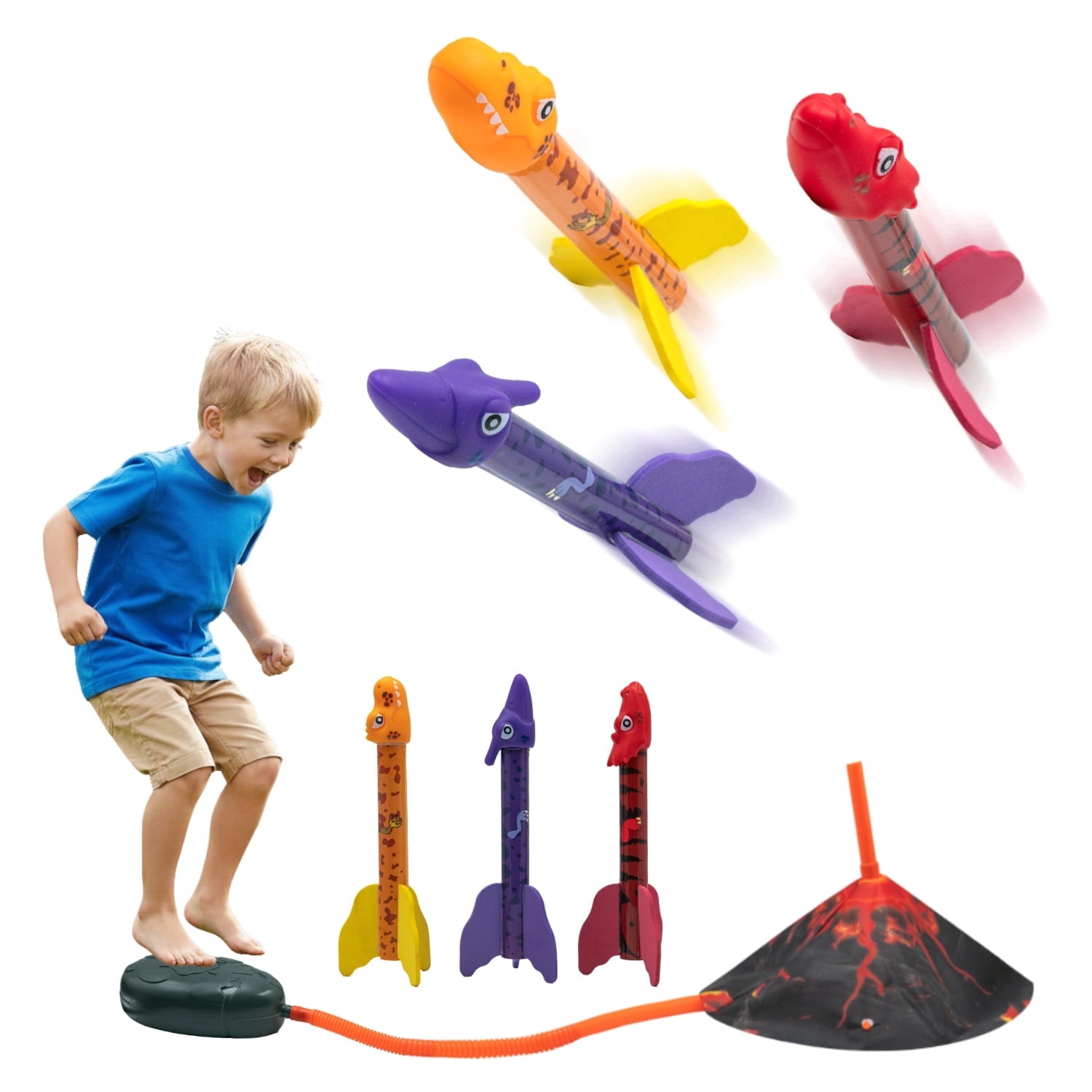 Liegorji Dinosaur Toy Rocket Launcher Toys, Outdoor Flying Toy for Kids ...