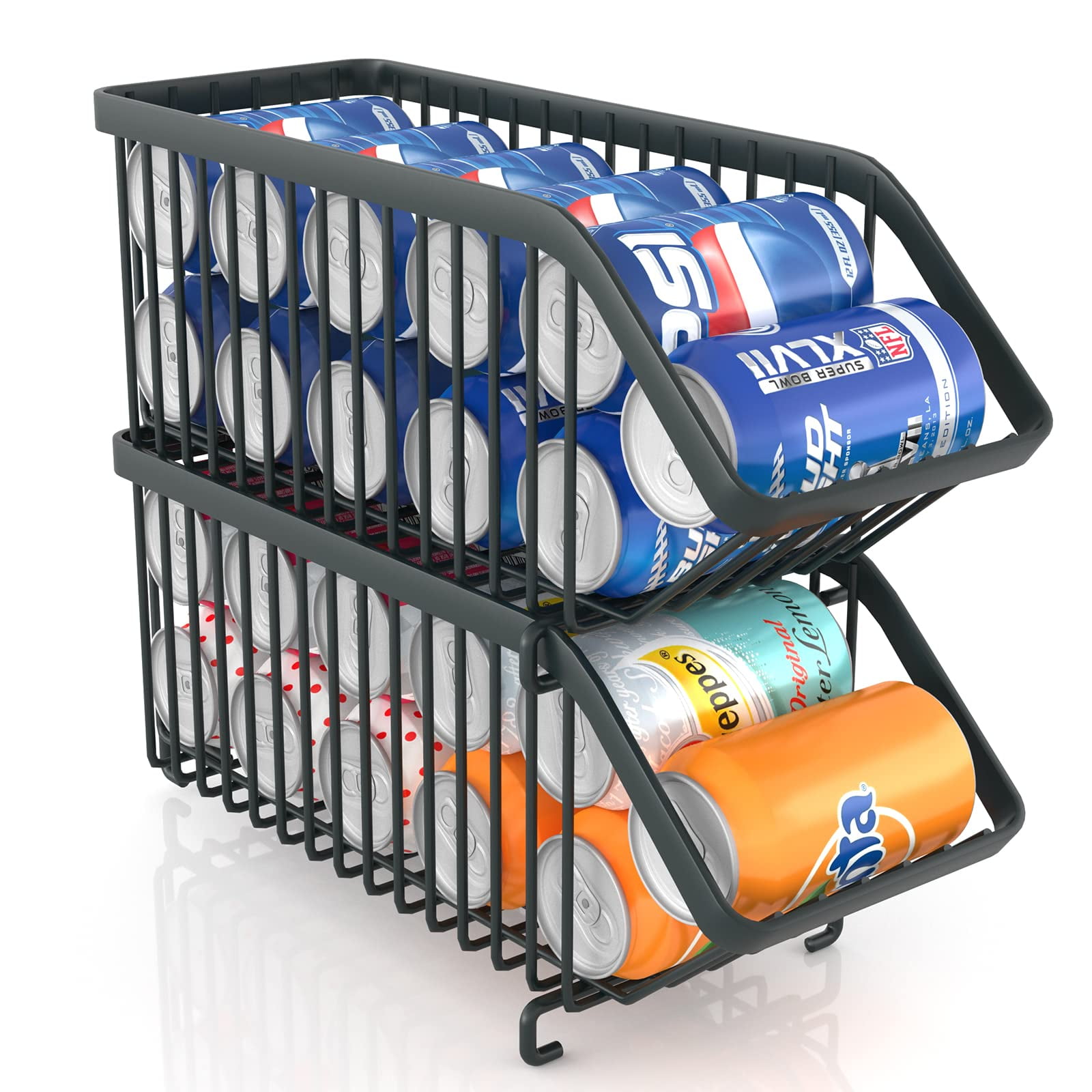 LiebeRen 2 Pack Soda Can Organizer with Dividers, Stackable Can Holder ...
