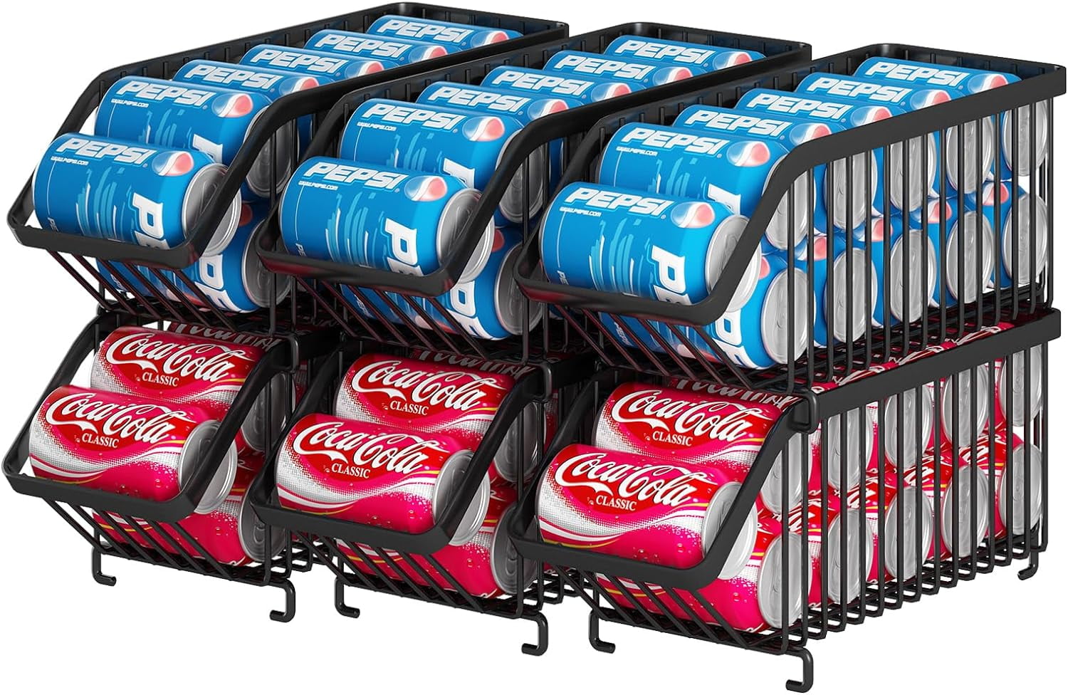 LiebeRen 6 Pack Stackable Soda Can Organizer Dispenser, soda can ...