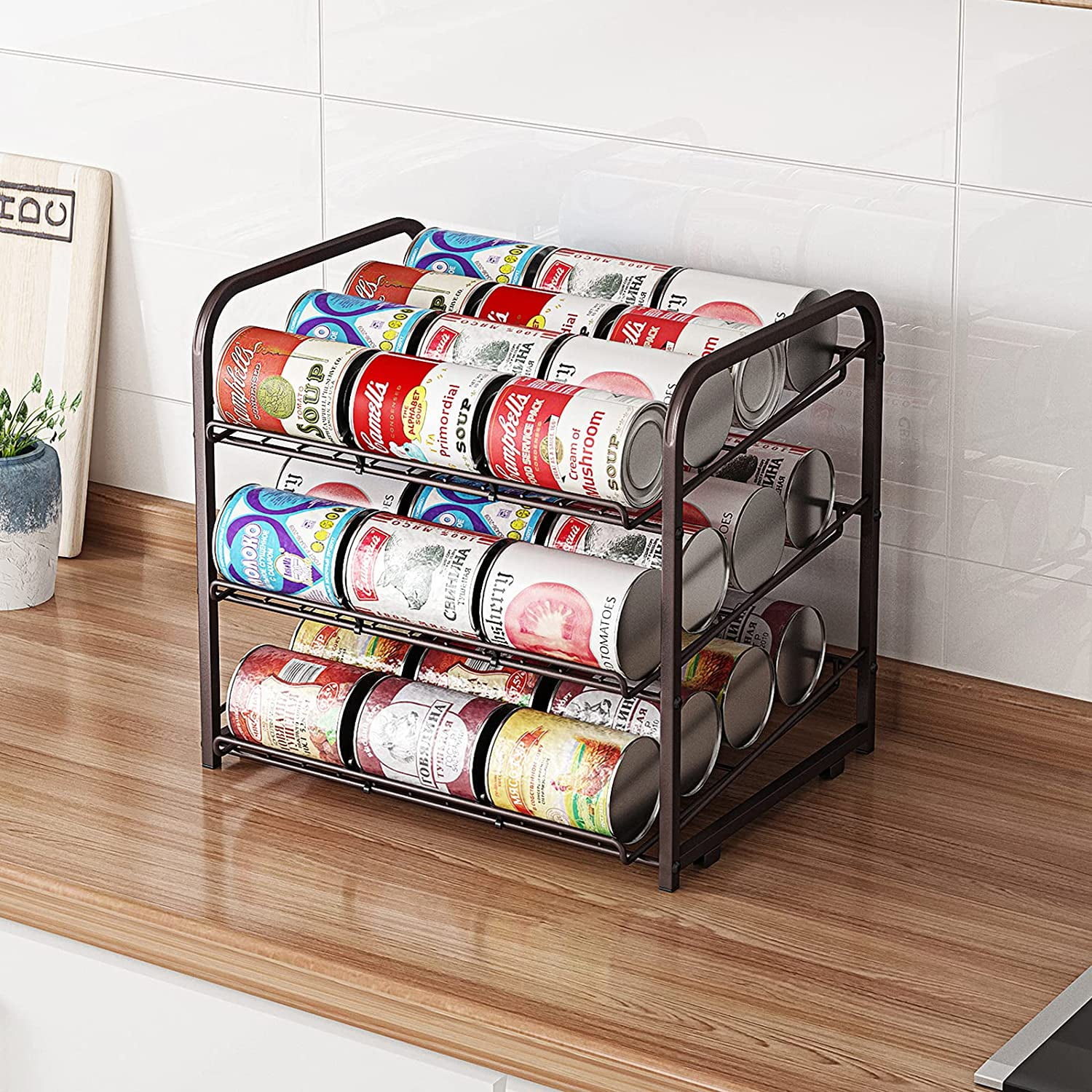 LiebeRen Can Rack Organizer, 3 Tier Stackable Can Storage Dispenser ...