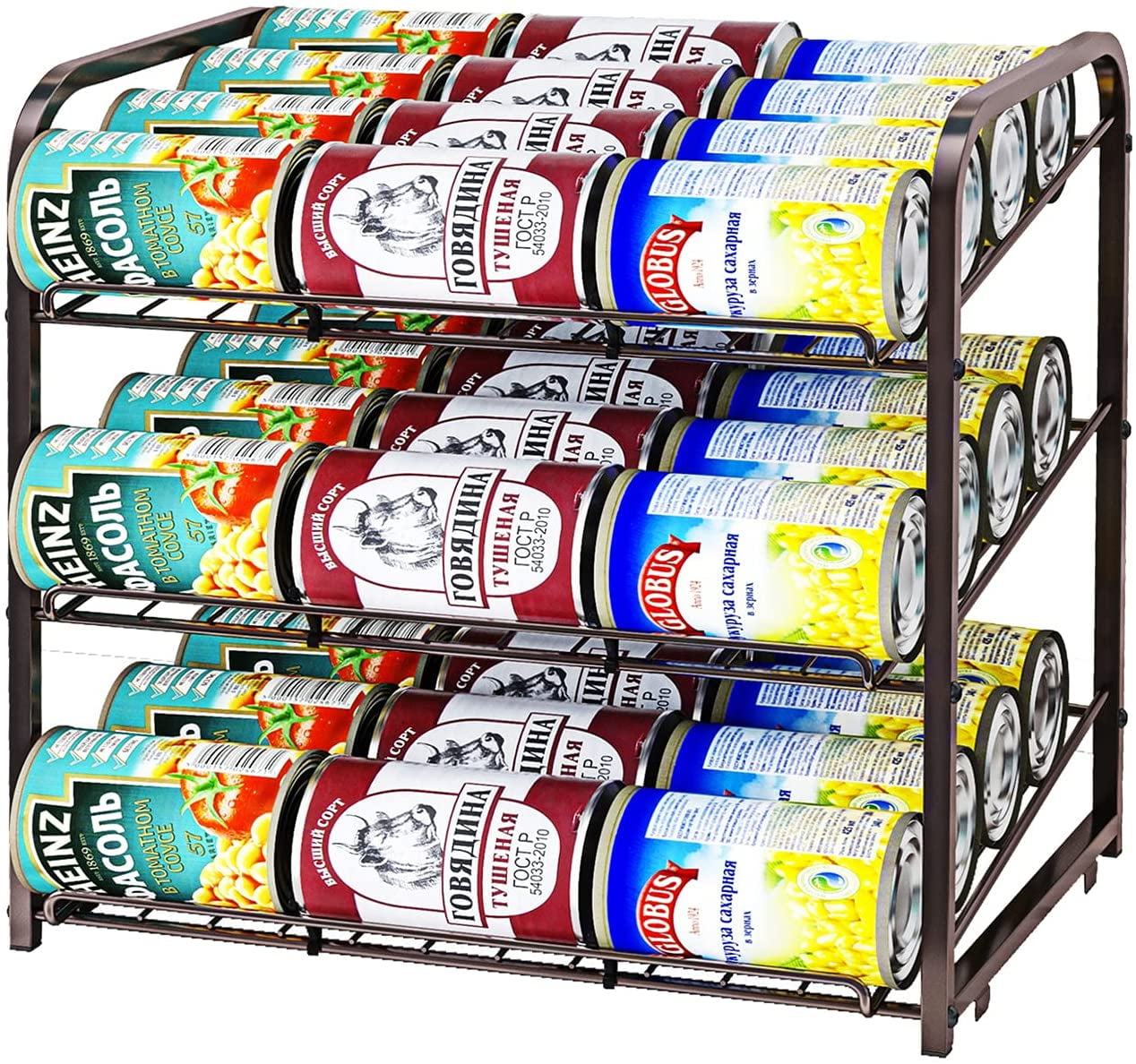 LiebeRen Can Rack Organizer, 3 Tier Stackable Can Storage Dispenser ...