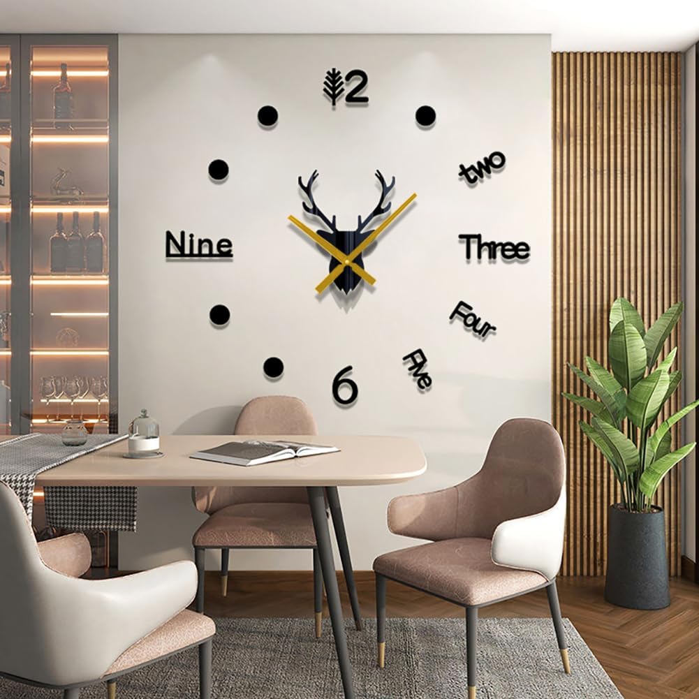 LiebeRen DIY 3D Wall Clock Large Frameless Watch Mirror Surface Wall ...