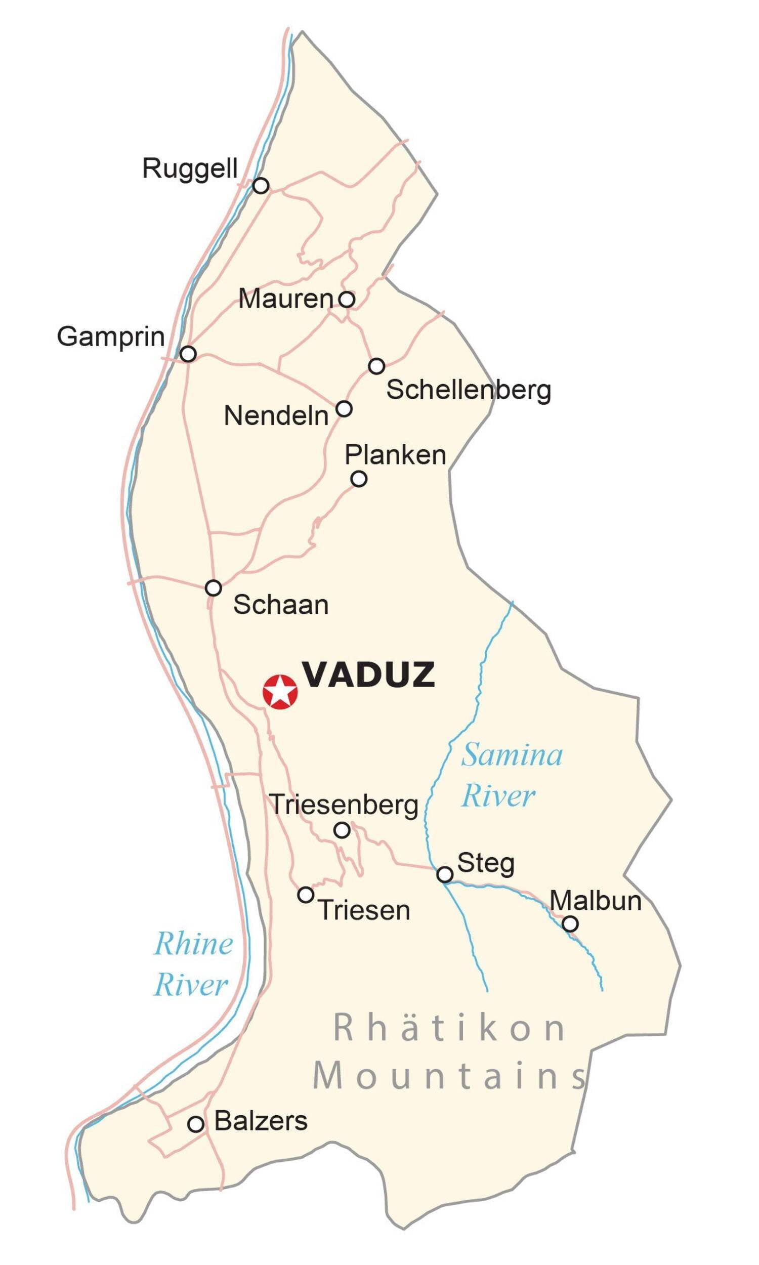 Liechtenstein Road Map GLOSSY POSTER PICTURE PHOTO PRINT BANNER ...