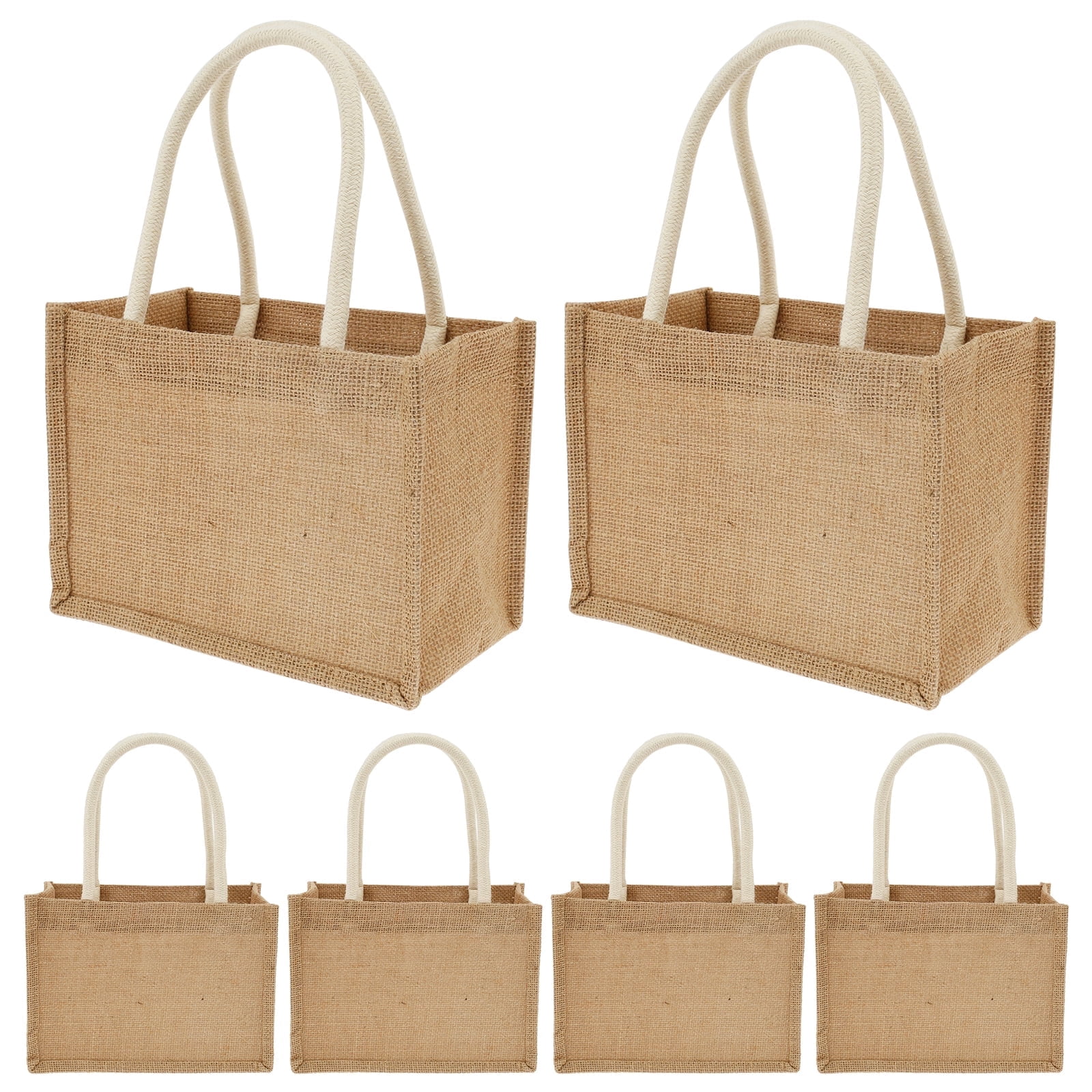 QUZHENJ 6Pcs Burlap Tote Bags Mini Burlap Beach Bags with Handles ...