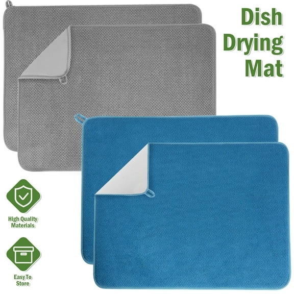 Dish Drying Mat 24 X 17 Inch Absorbent Microfiber Dishes Drainer Mats ...