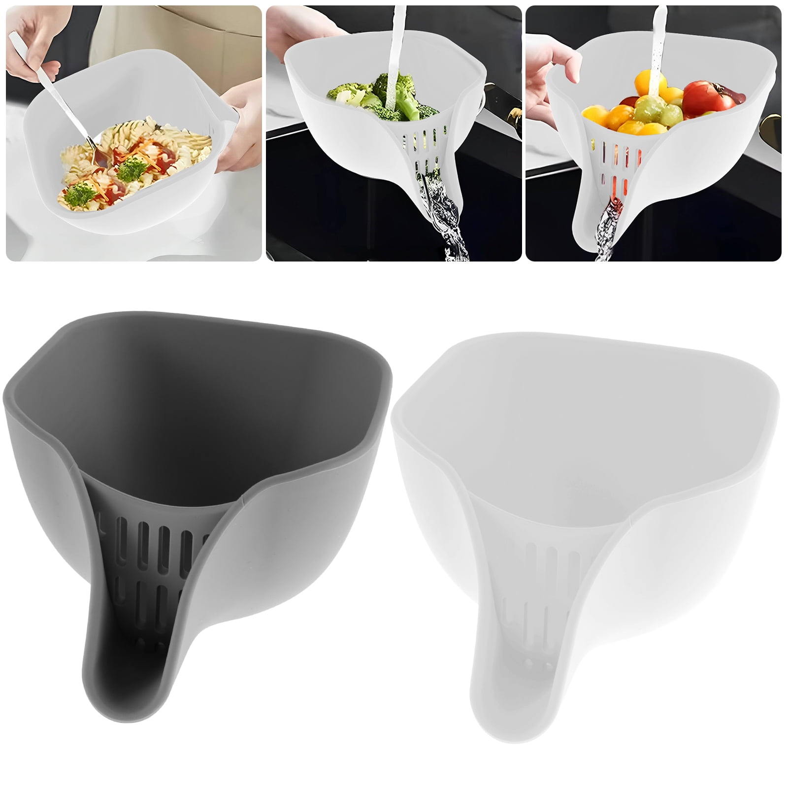 Lieonvis 2 Pcs Multifunctional Silicone Drainer Basket,Kitchen Sink ...