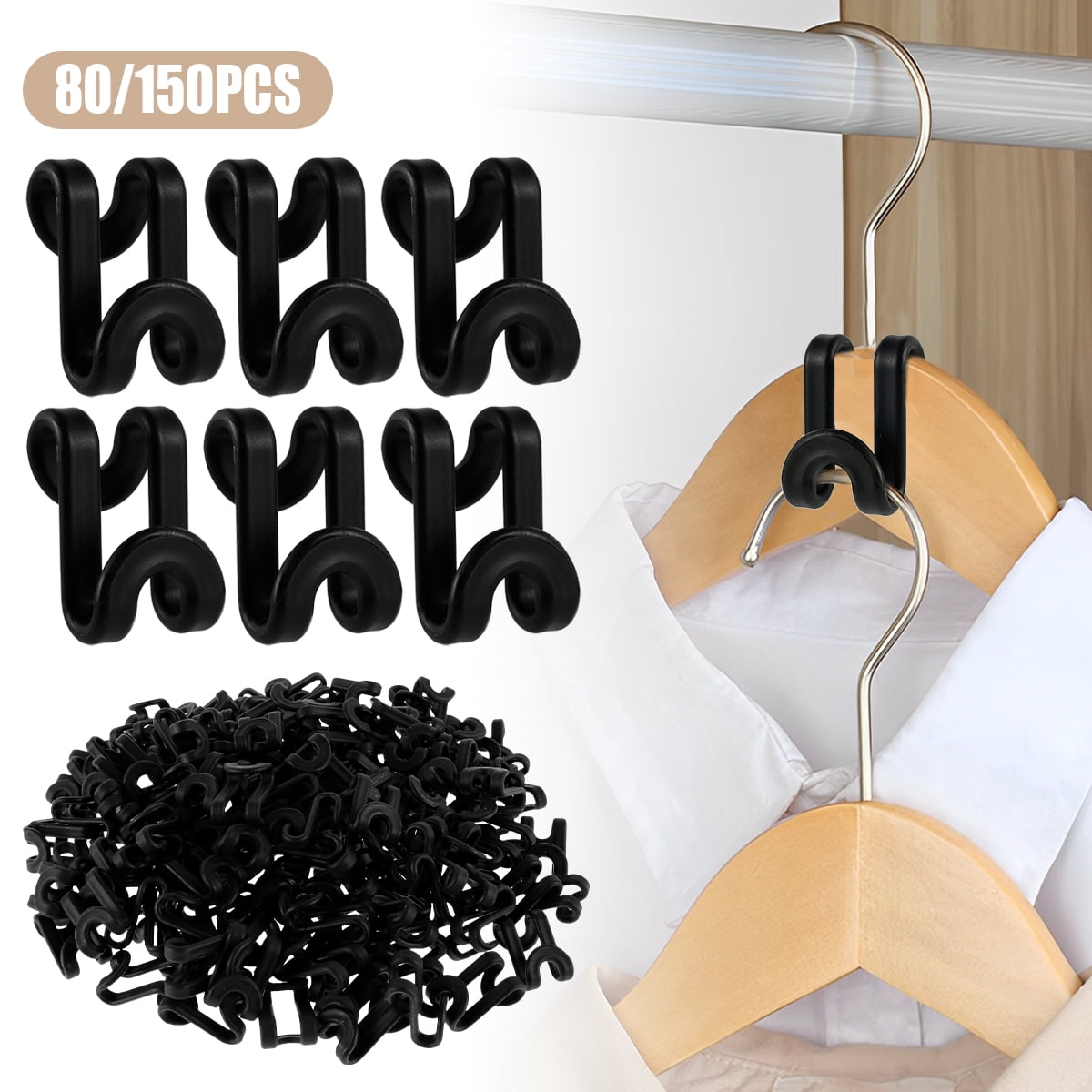 Lieonvis 80 Pcs Clothes Hanger Connector Hooks,Multi-Level Cascading ...