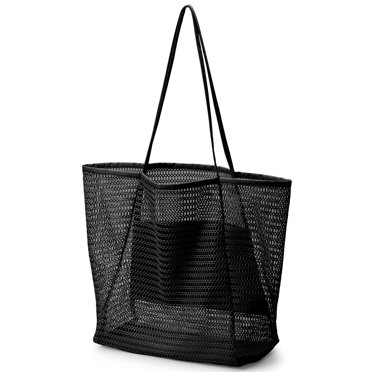 Livhil Nylon Zipper Large Beach Mesh Tote Bag, Foldable Waterproof and ...