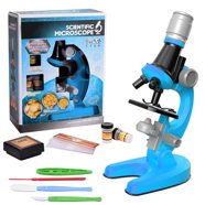 AmScope 120X-1200X 52-pcs Kids Beginner Microscope STEM Kit with Metal ...